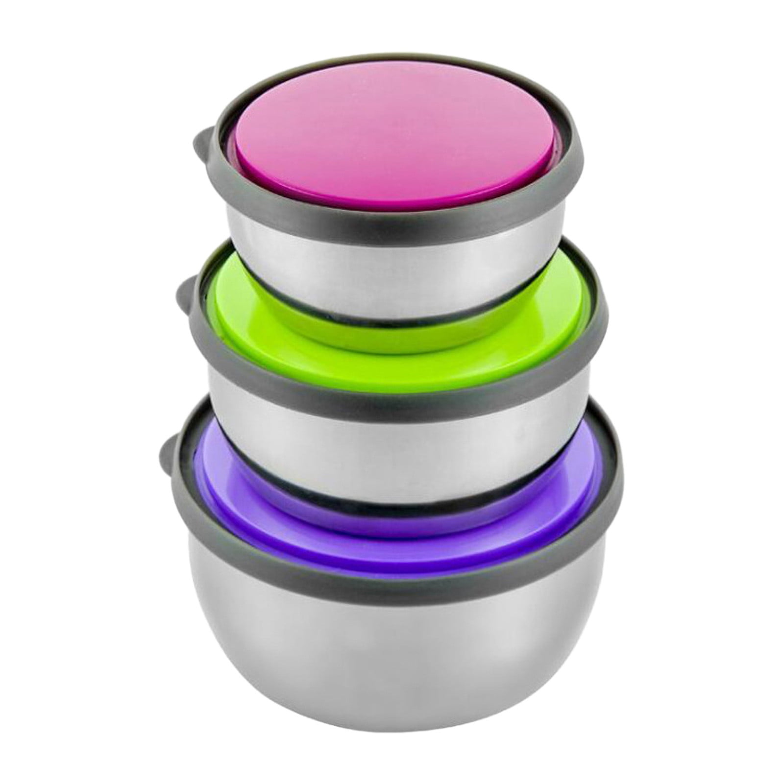 NGHnuifg 3 PCS Mixing Bowls Set Metal Stainless Steel Food Containers ...