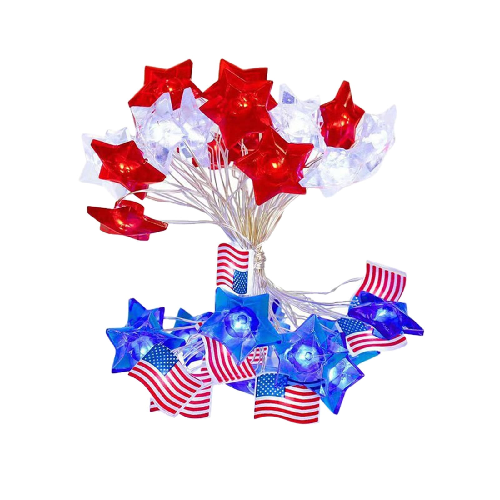 NGHnuifg Led String Lights Lights, American Flag Copper Wire Lamp Fourth Of July Flag LED String ...