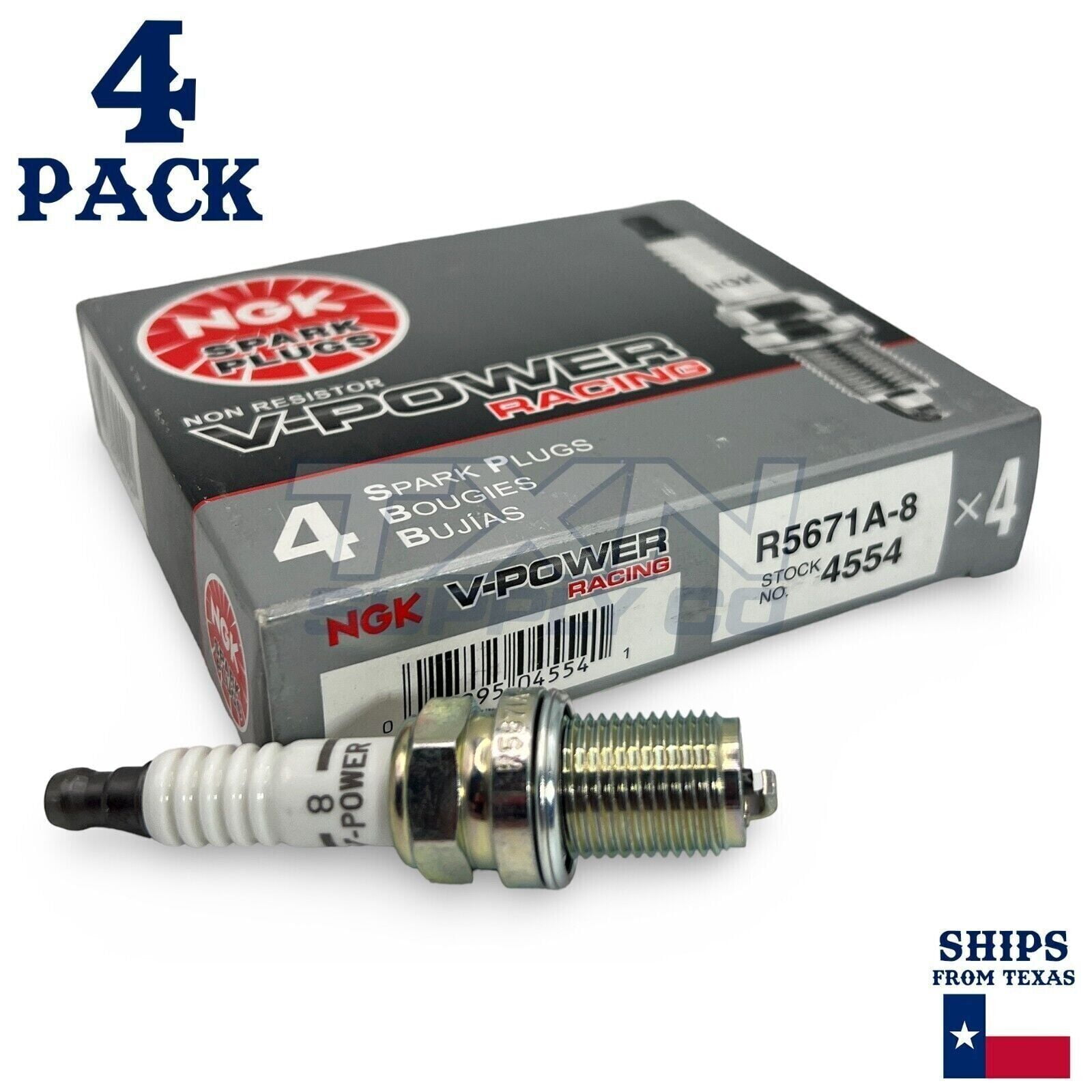 NGK 4554 Racing Spark Plugs R5671A-8 V-Power - 4 Pack - Walmart.com