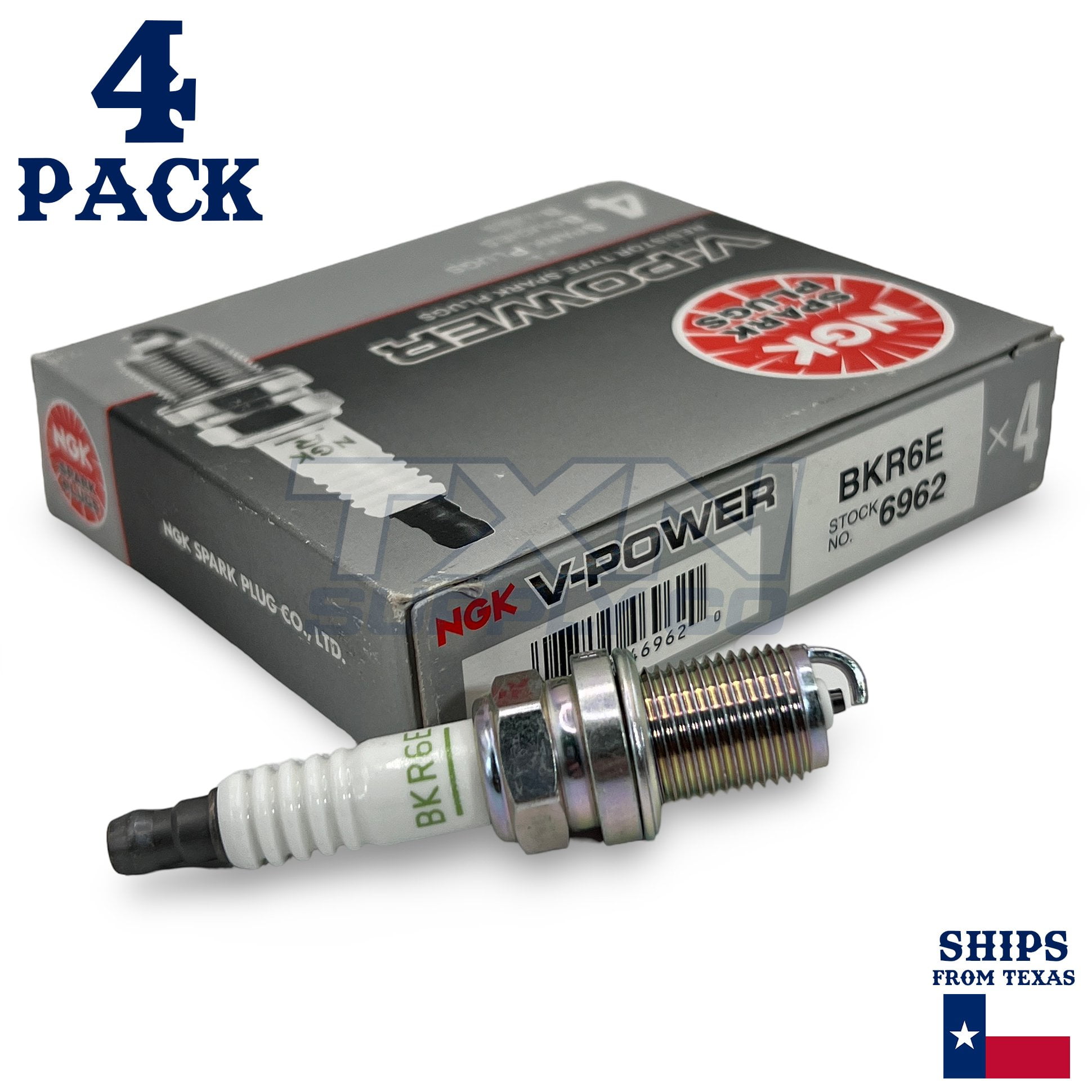 NGK BKR6E V-Power Spark Plug, 6962 Set of 4 Spark Plugs - Walmart.com
