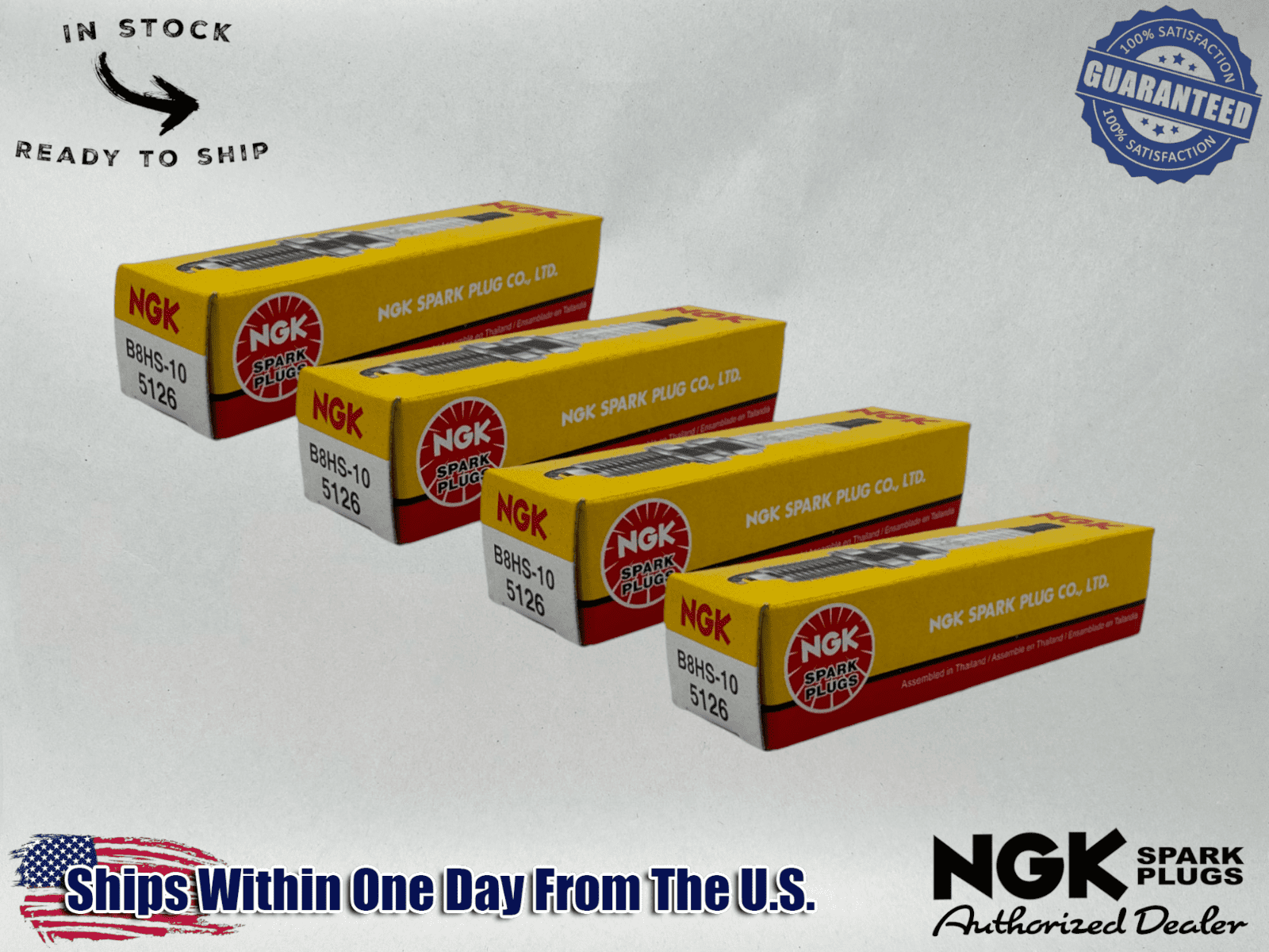 NGK Genuine OEM Authentic NGK Spark Plugs 4 Pack B8HS-10-4PACK 4 ...