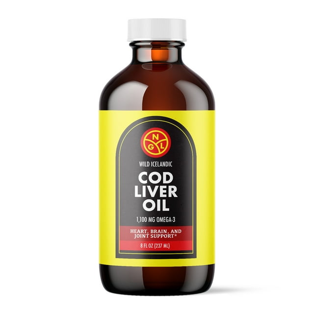 NGL Unflavored Wild Icelandic Cod Liver Oil, Fish Liquid, 100% Pure, 1 ...