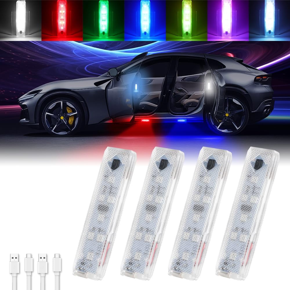 NHHEO 7 Color Car KEF16 LED Door Lights Projector, Wireless USB ...