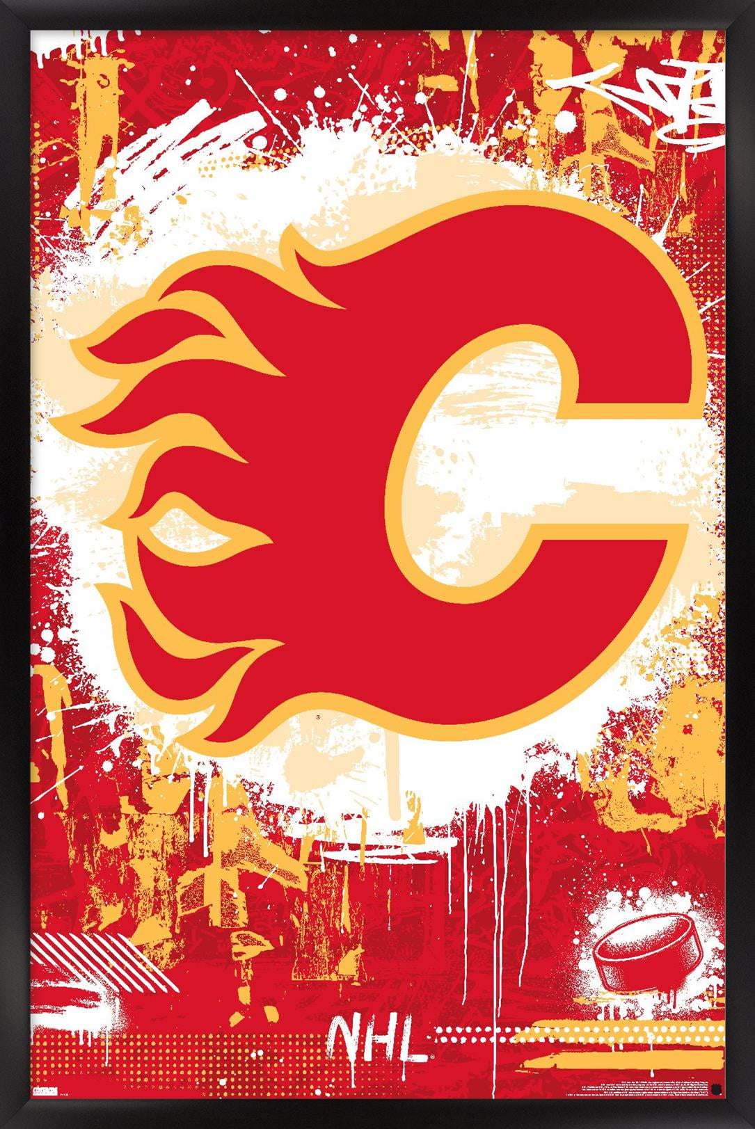 NHL Calgary Flames - Maximalist Logo 23 Wall Poster, 14.725" x 22.375 ...