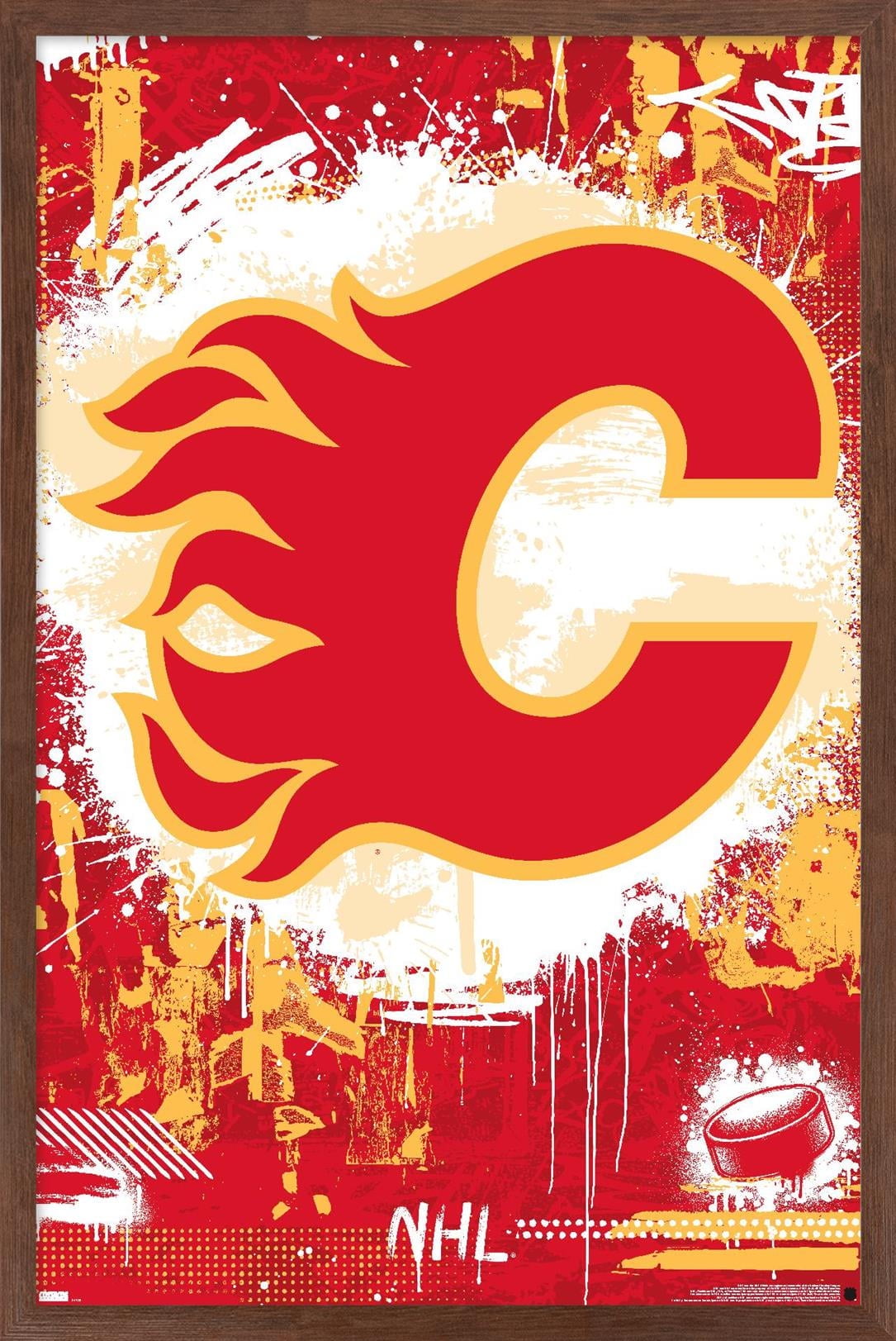 NHL Calgary Flames - Maximalist Logo 23 Wall Poster, 14.725" x 22.375 ...