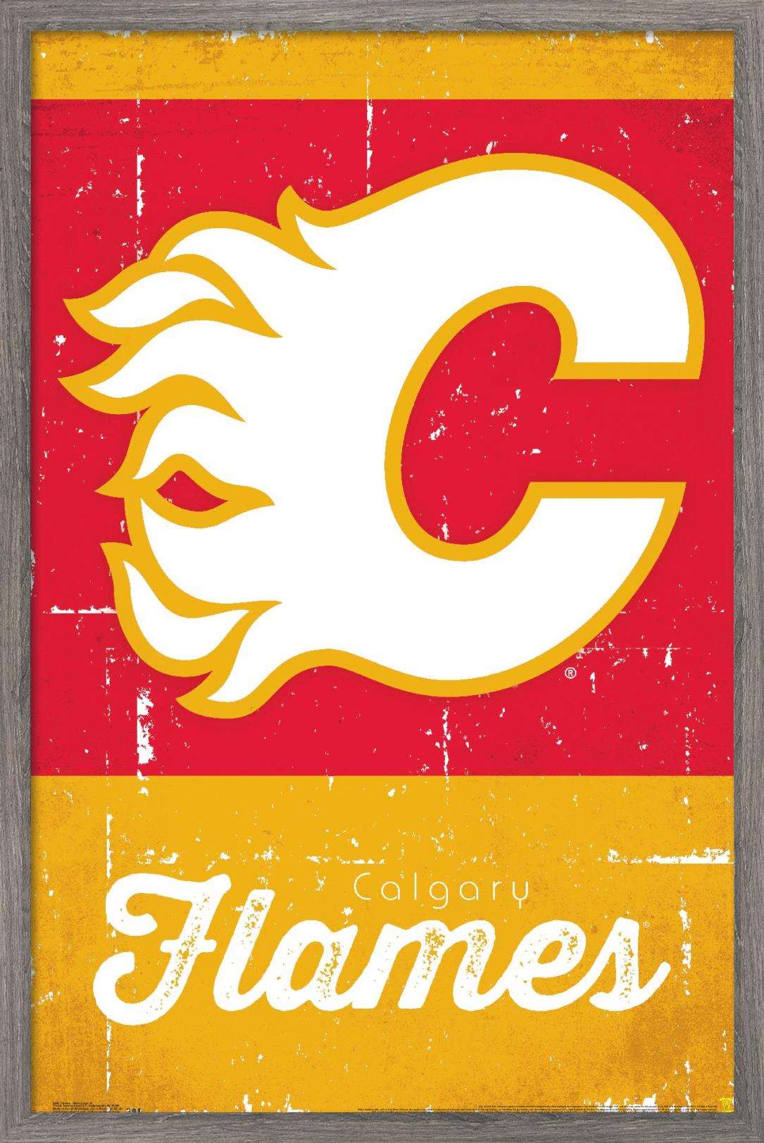NHL Calgary Flames - Retro Logo 13 Wall Poster, 22.375" x 34", Framed ...
