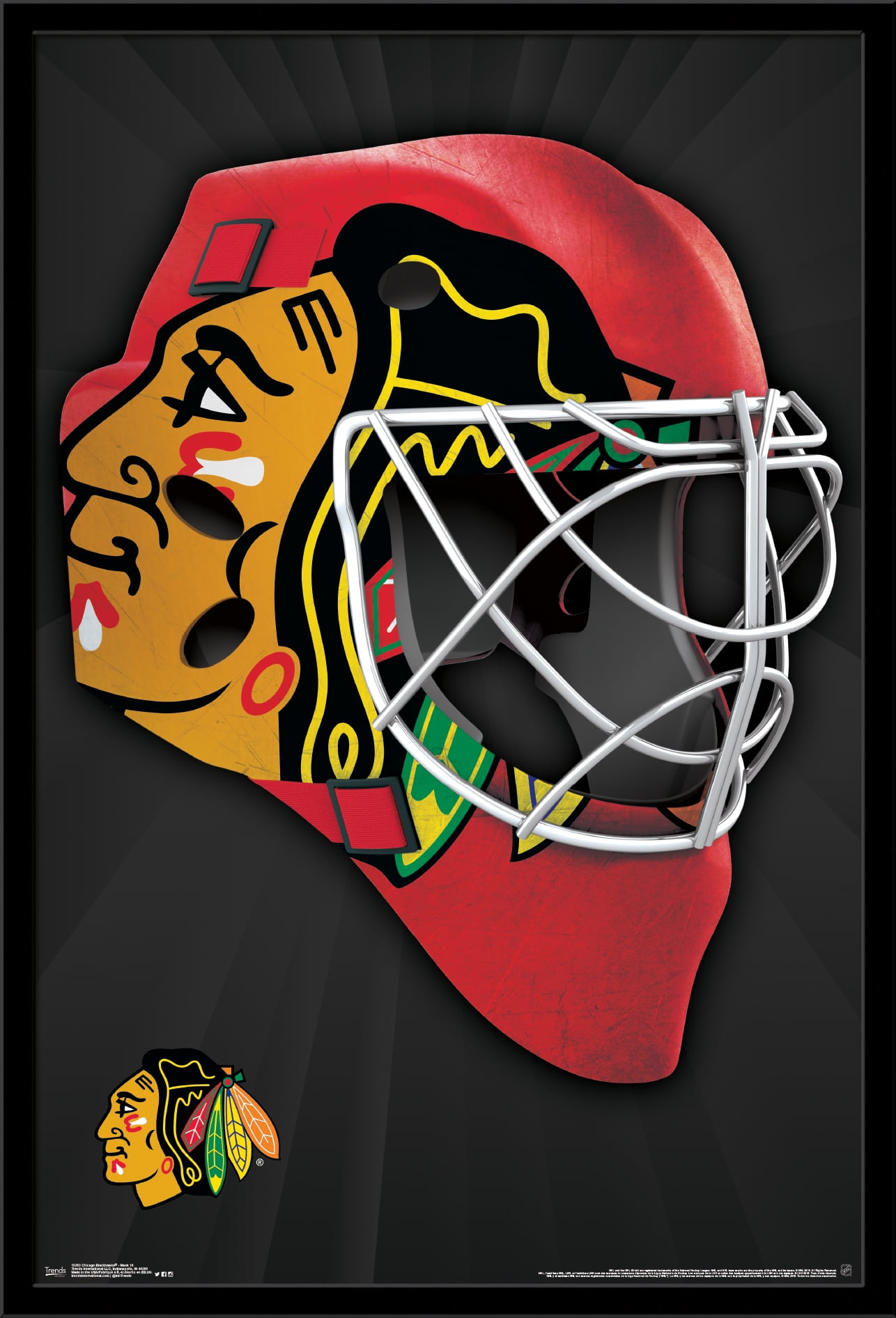 NHL Chicago Blackhawks - Mask 16 Wall Poster, 22.375" x 34", Framed ...