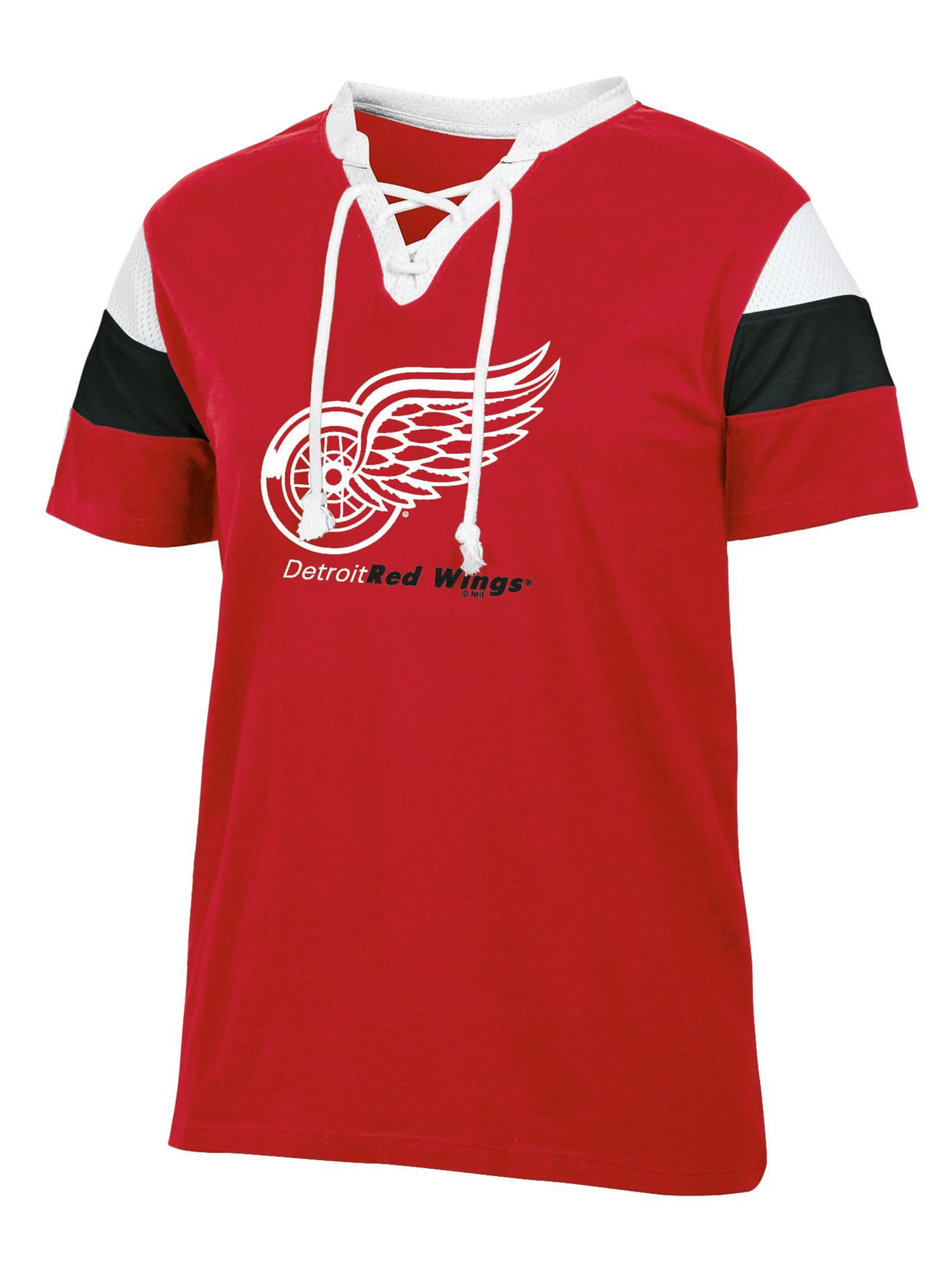 NHL DETROIT RED WINGS Womens Tm1&2 Color Cotton Sleeve Insert Lace Up Short Sleeve Tee - Walmart.com