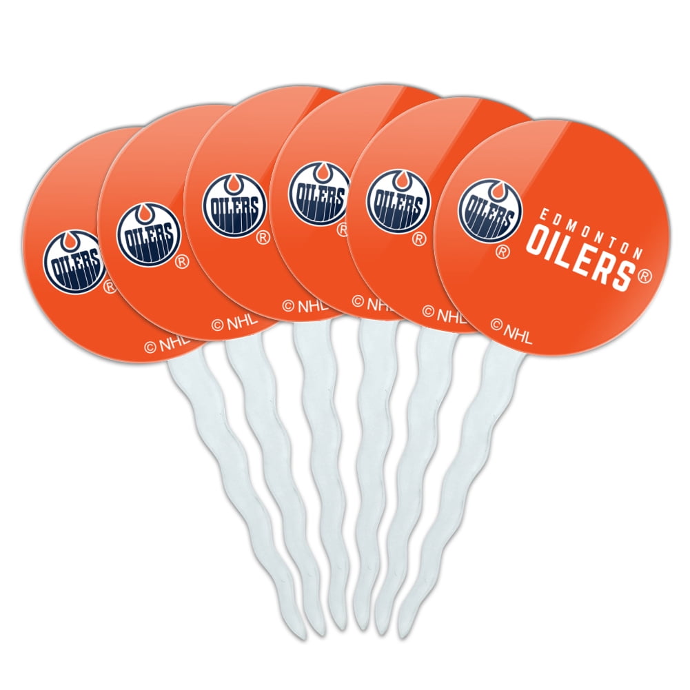 NHL Edmonton Oilers Logo Cupcake Picks Toppers Decoration Set of 6 ...
