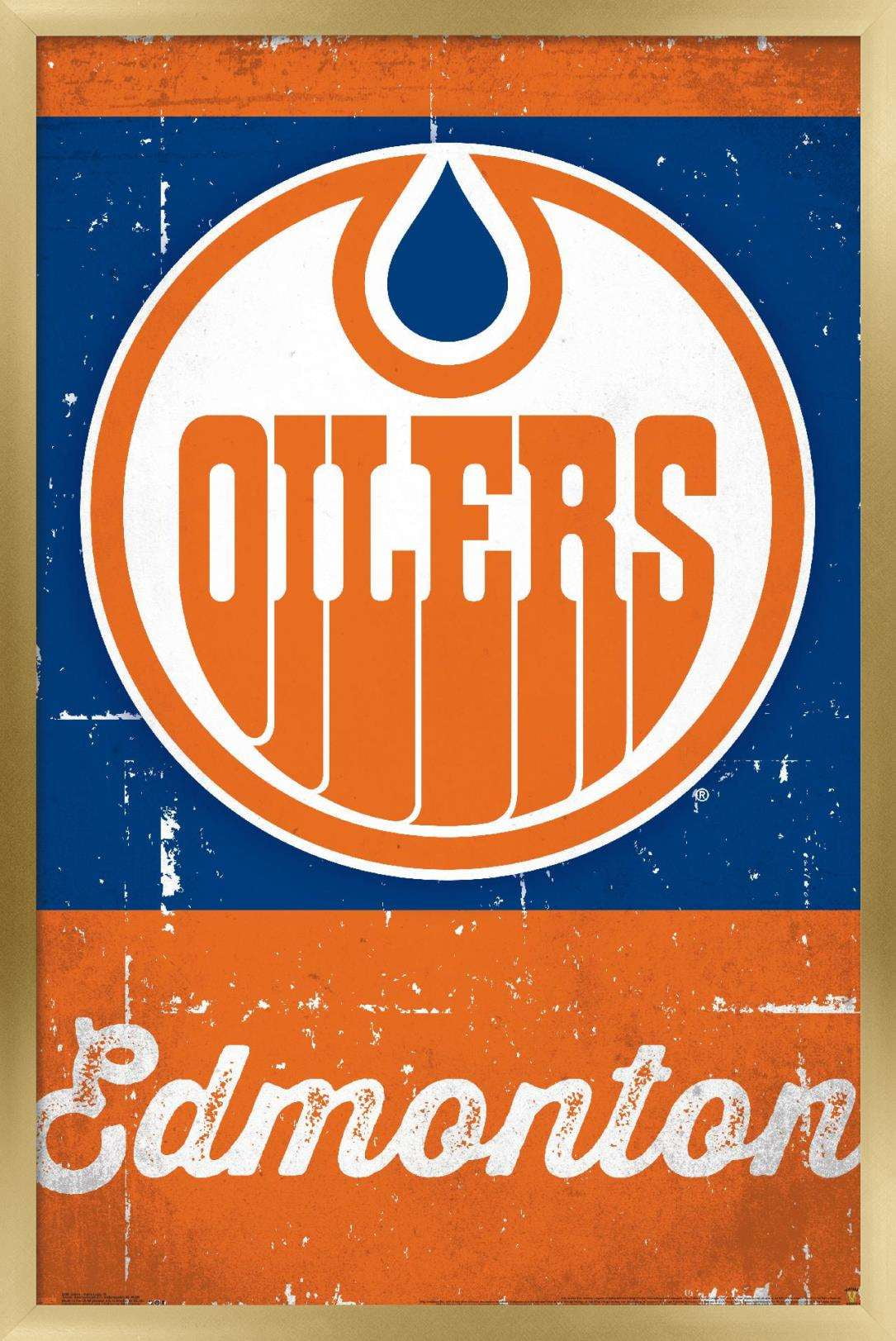 NHL Edmonton Oilers - Retro Logo 13 Wall Poster, 22.375" x 34", Framed ...