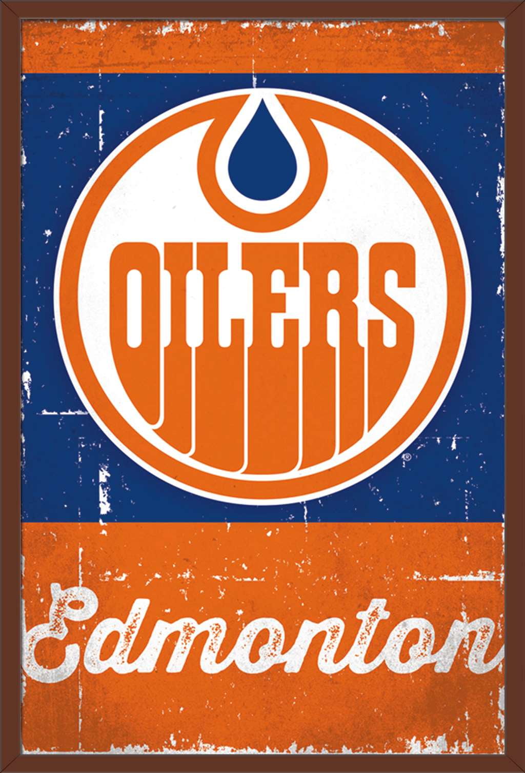 NHL Edmonton Oilers - Retro Logo 13 Wall Poster, 22.375" x 34", Framed ...