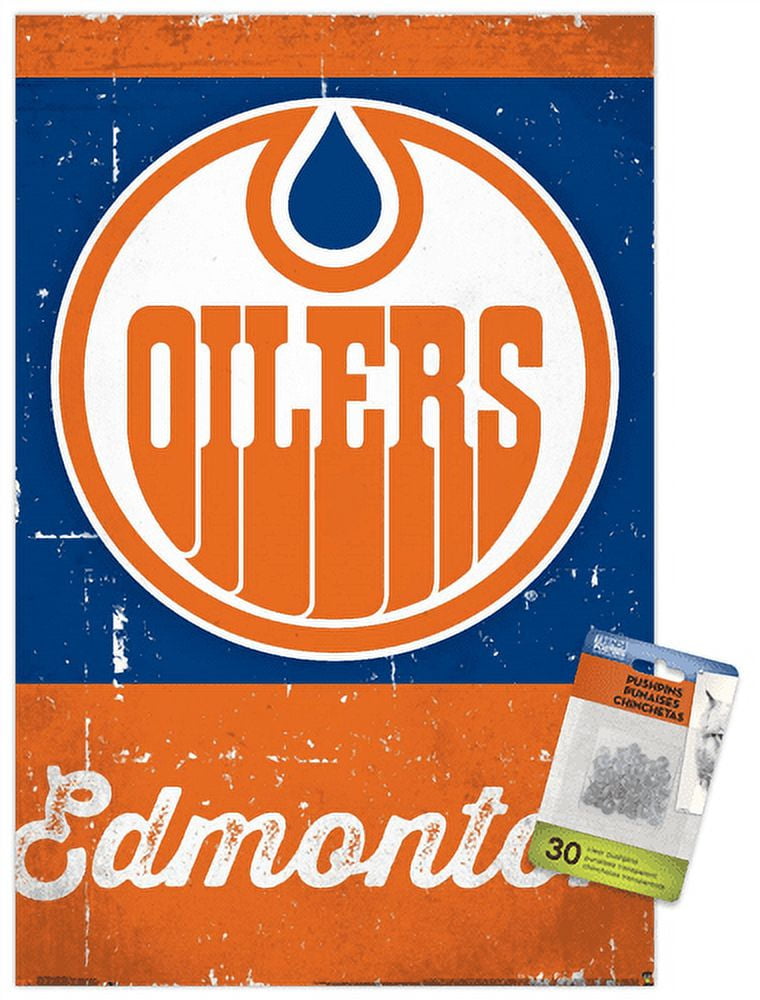 NHL Edmonton Oilers - Retro Logo 13 Wall Poster with Push Pins, 14.725 ...