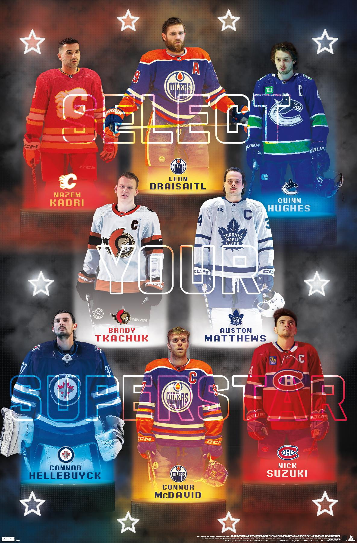 NHL League - Superstars 2024 Wall Poster, 14.725" x 22.375" - Walmart.com