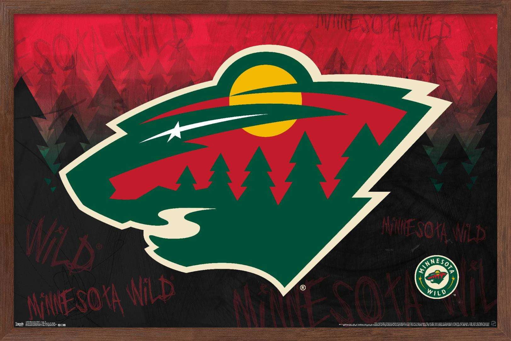 NHL Minnesota Wild - Logo 15 Wall Poster, 14.725" x 22.375", Framed ...