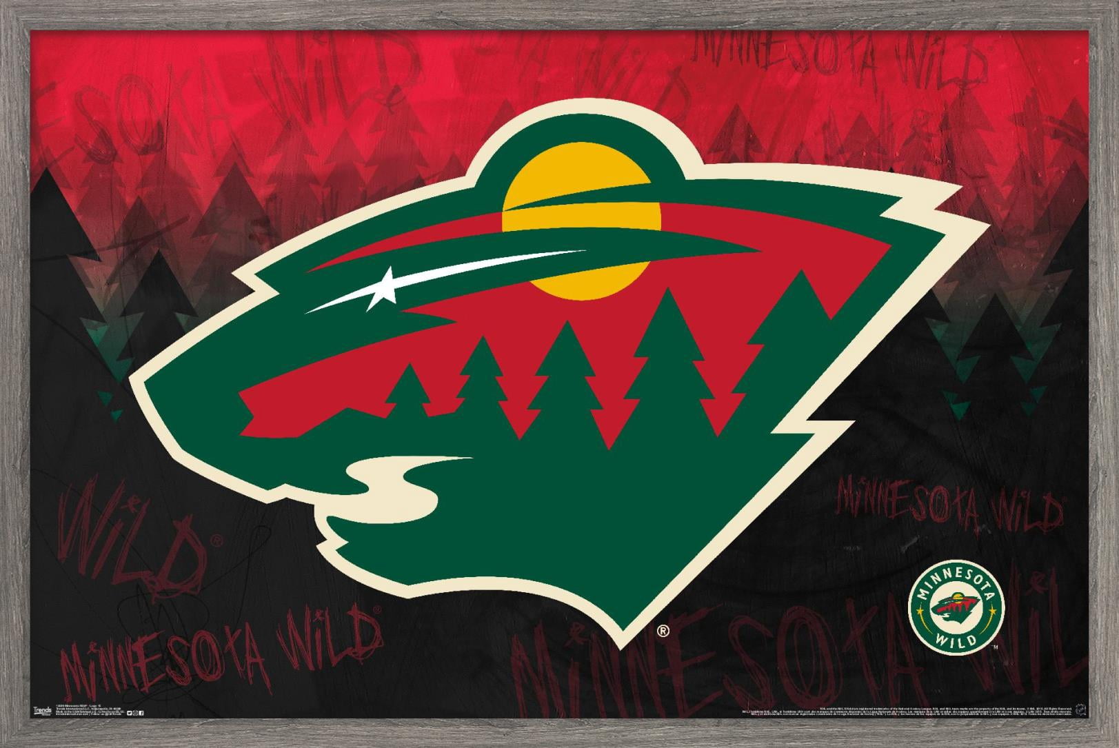 NHL Minnesota Wild - Logo 15 Wall Poster, 14.725" x 22.375", Framed ...