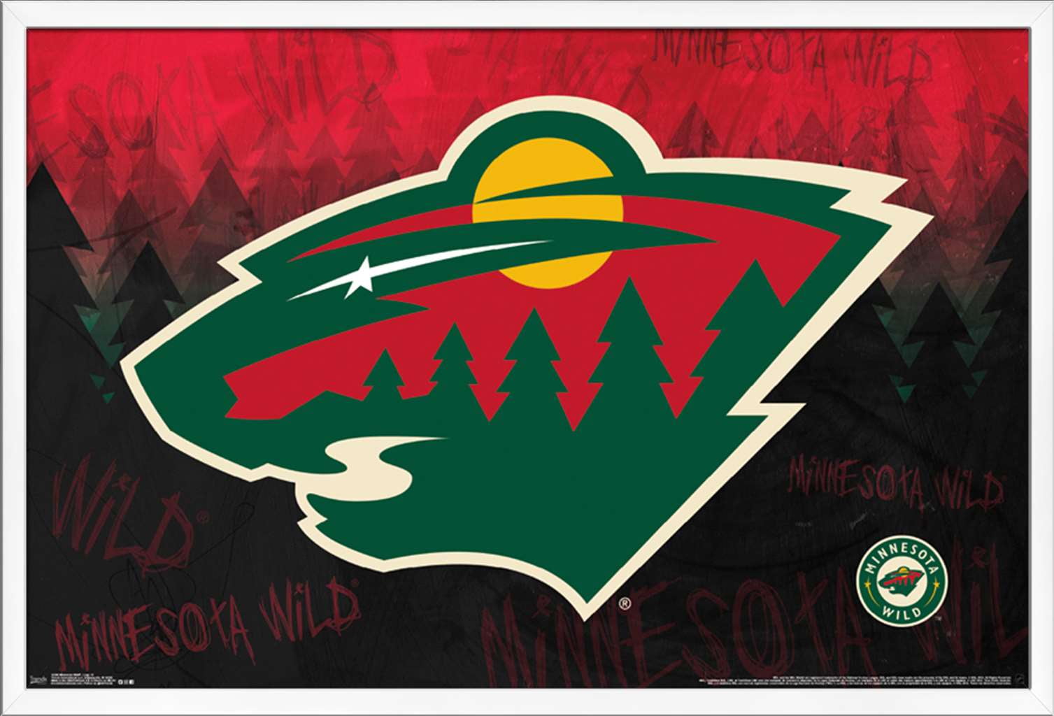 NHL Minnesota Wild - Logo 15 Wall Poster, 22.375" x 34", Framed ...