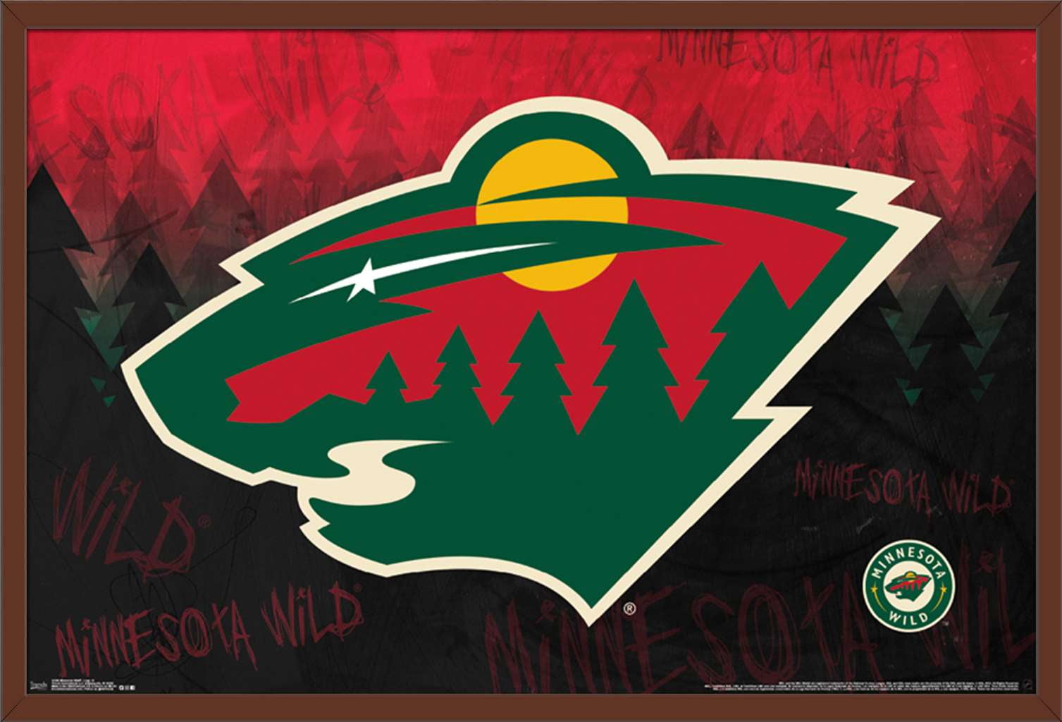 NHL Minnesota Wild - Logo 15 Wall Poster, 22.375" x 34", Framed ...