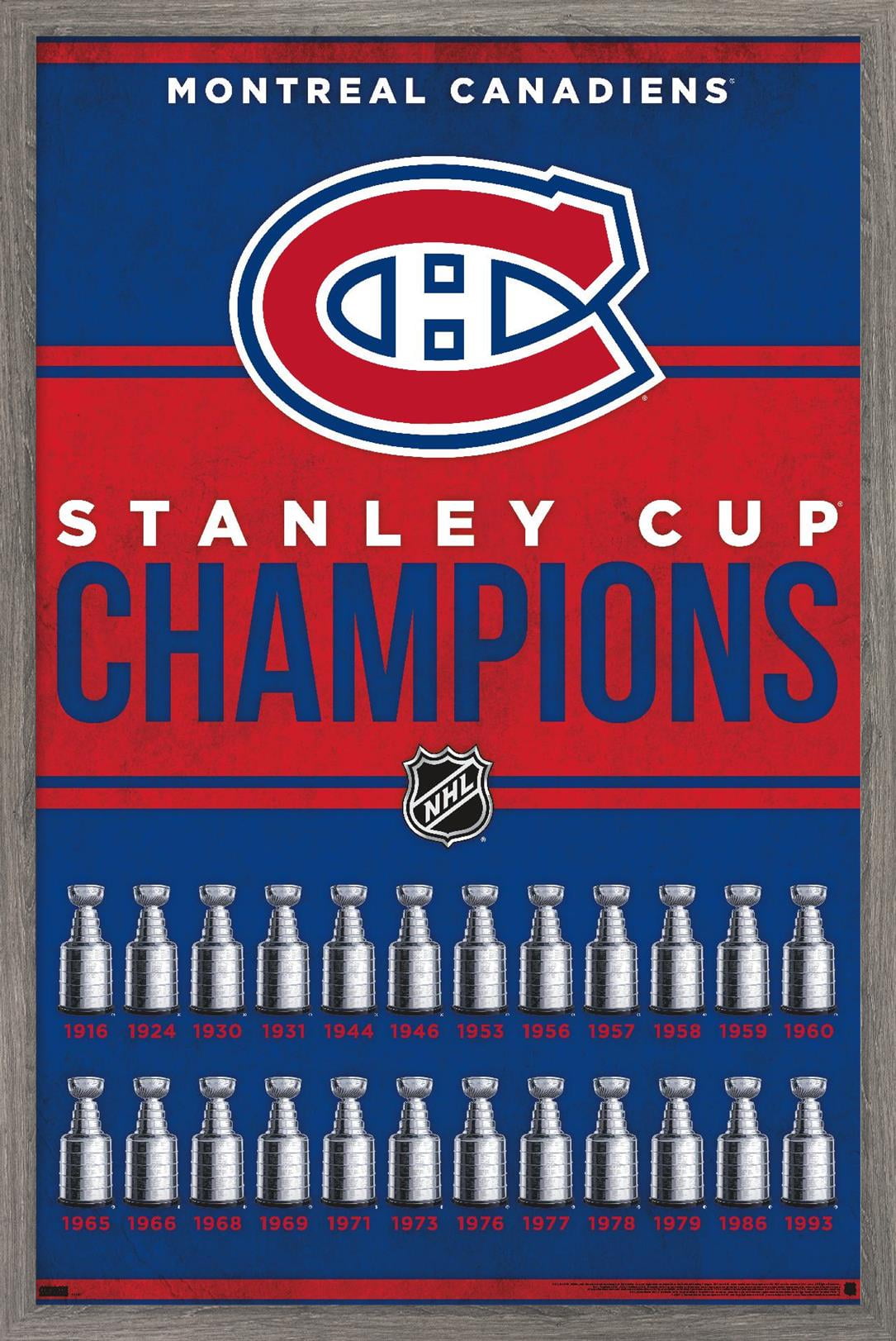 NHL Montreal Canadiens - Champions 23 Wall Poster, 22.375" x 34" Framed ...