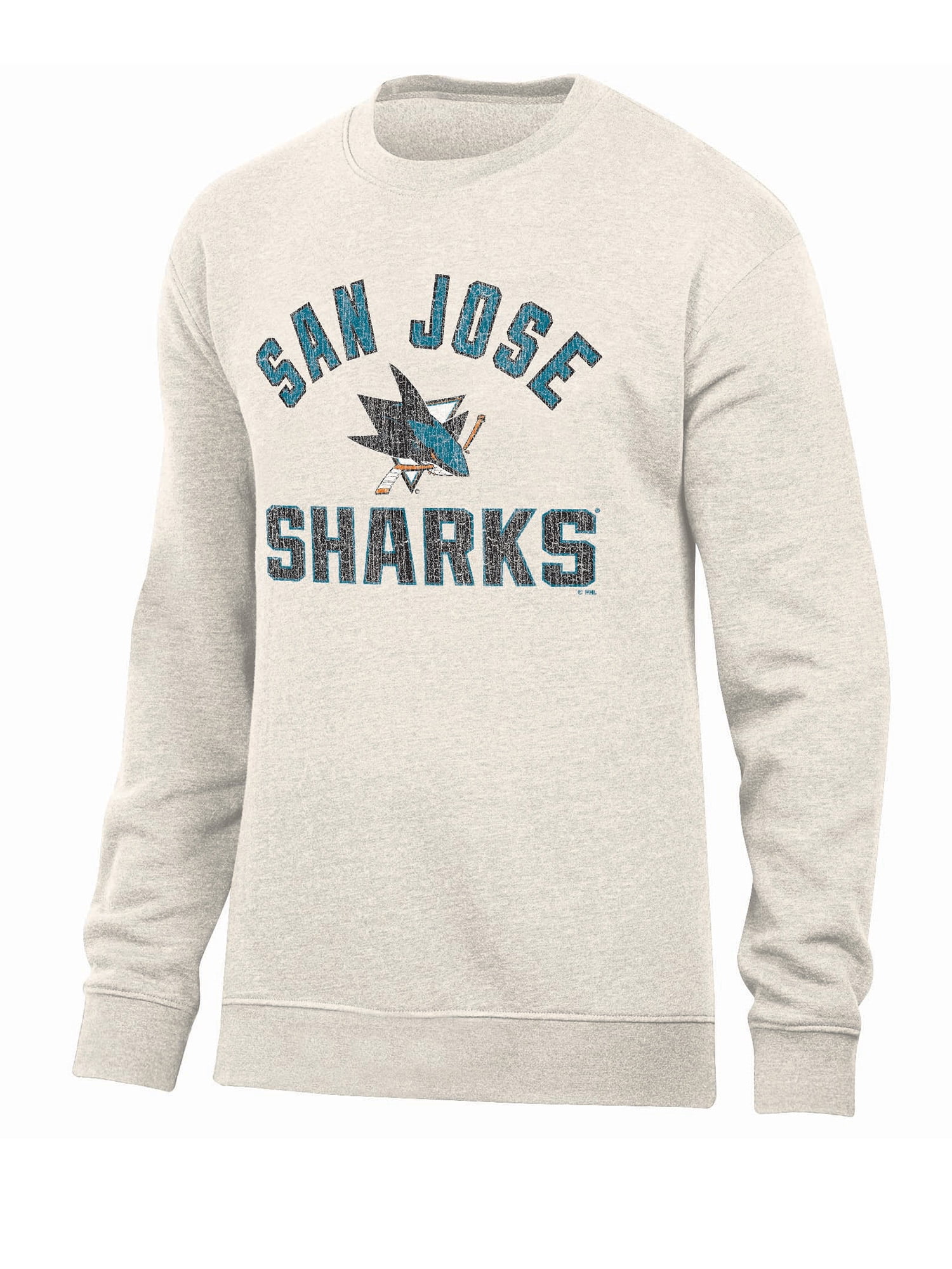 NHL SAN JOSE SHARKS Mens Oatml Color Cotton Fleece Crew Pullover ...