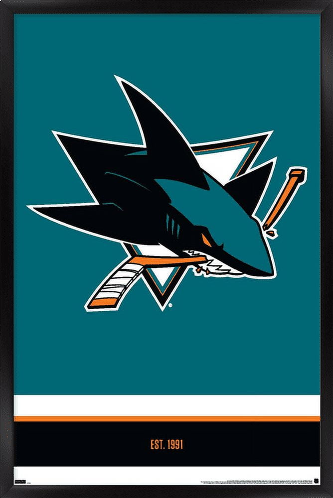 NHL San Jose Sharks - Logo 21 Wall Poster, 22.375" x 34", Framed ...