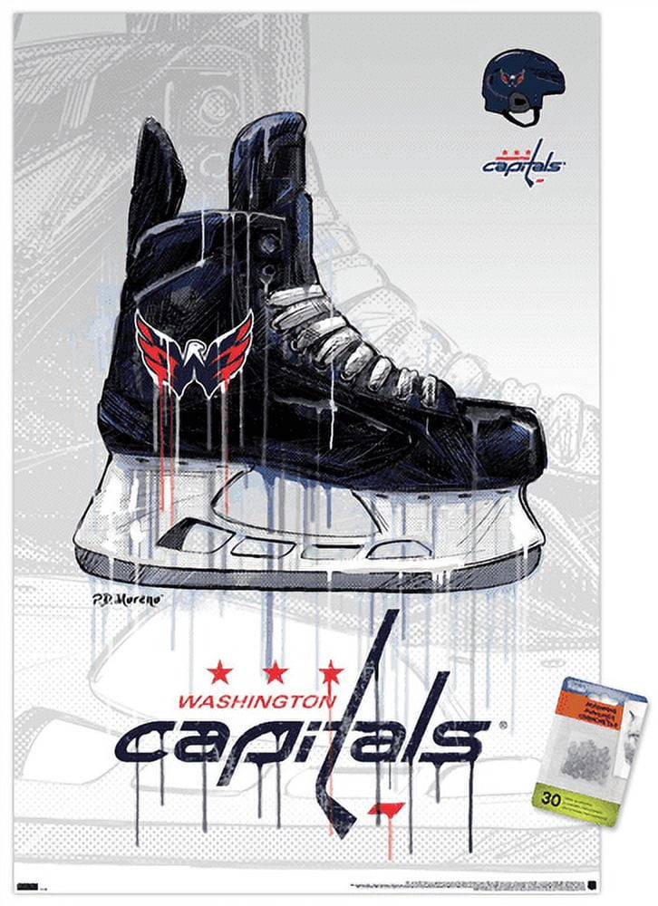 NHL Washington Capitals - Drip Skate 21 Wall Poster with Push Pins, 22. ...