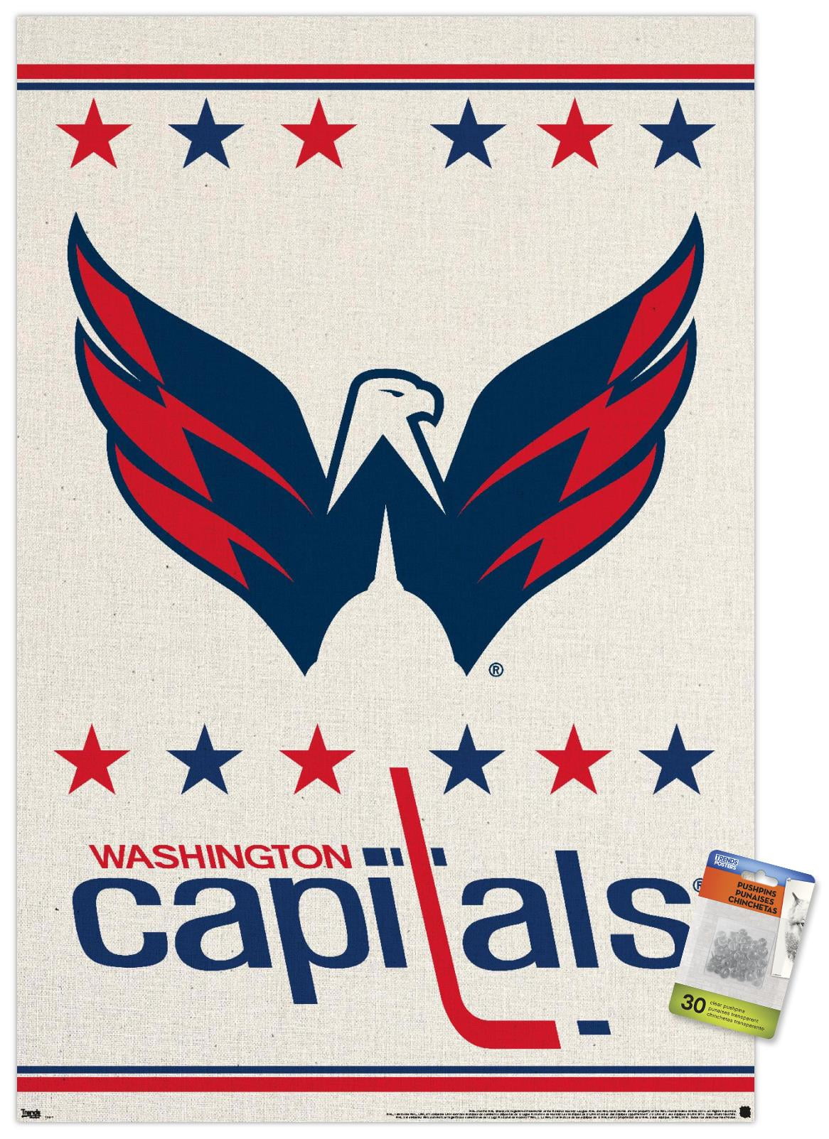 NHL Washington Capitals - Logo 14 Wall Poster with Push Pins, 22.375" x ...