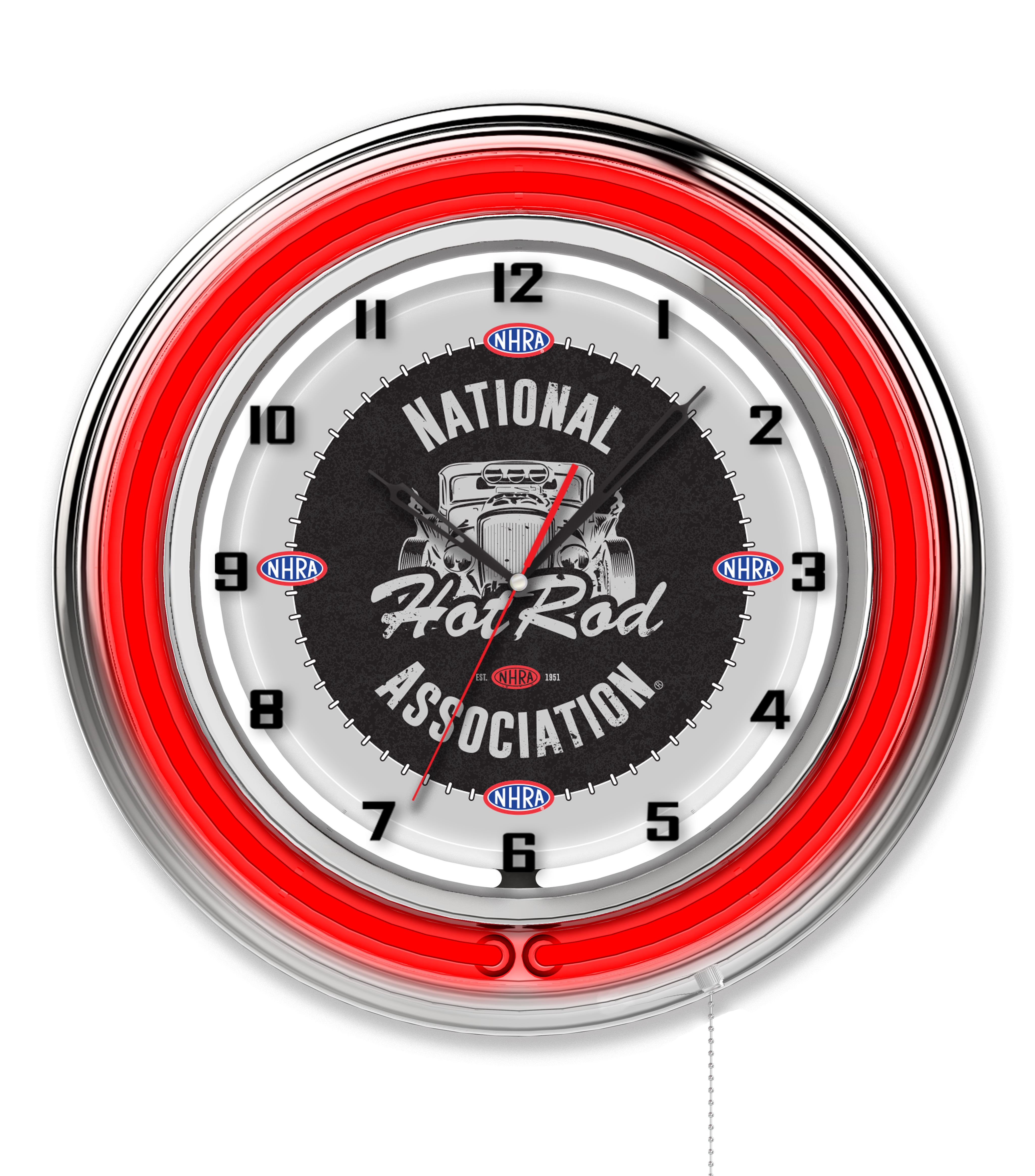 NHRA - 19" Double Neon Hot Rod Wall Clock (Red Neon) - Walmart.com