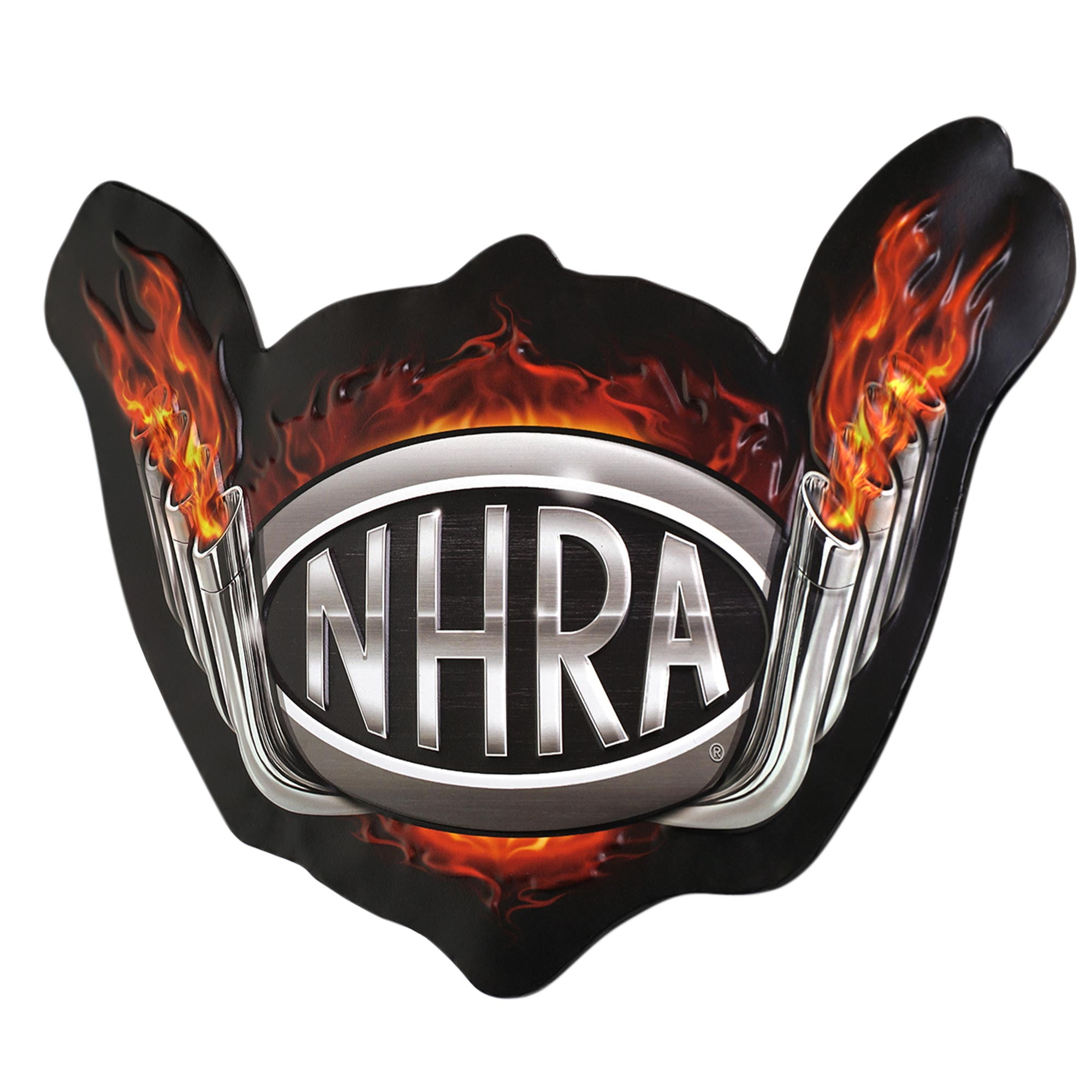 NHRA Flames Logo Embossed Shaped Metal Wall Sign - 16.5" x 10 ...
