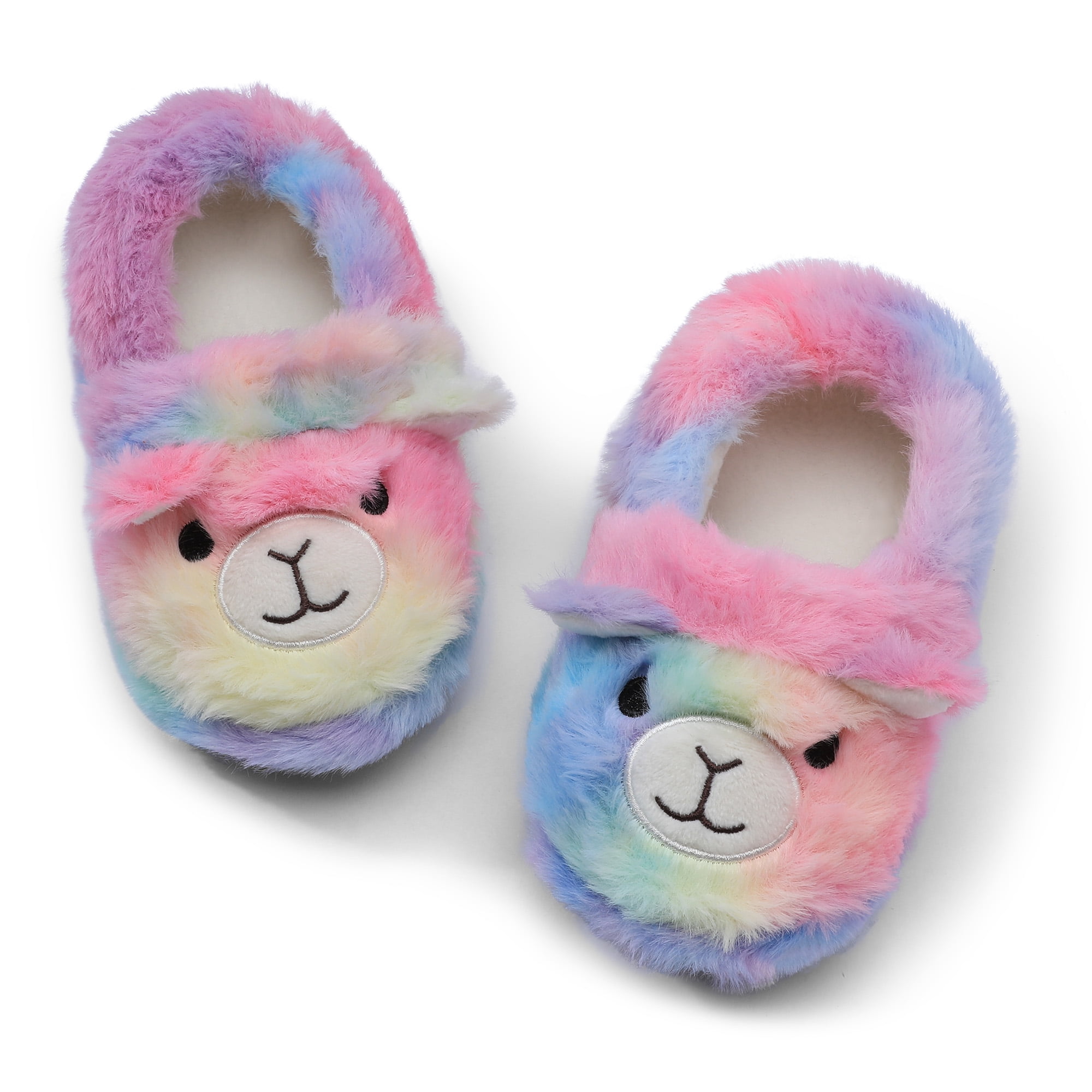 NHU Girl's Fuzzy Fluffy Slippers for Girls Fur Flip Flop Open Toe Slippers Multicolor Size 5-6 ...