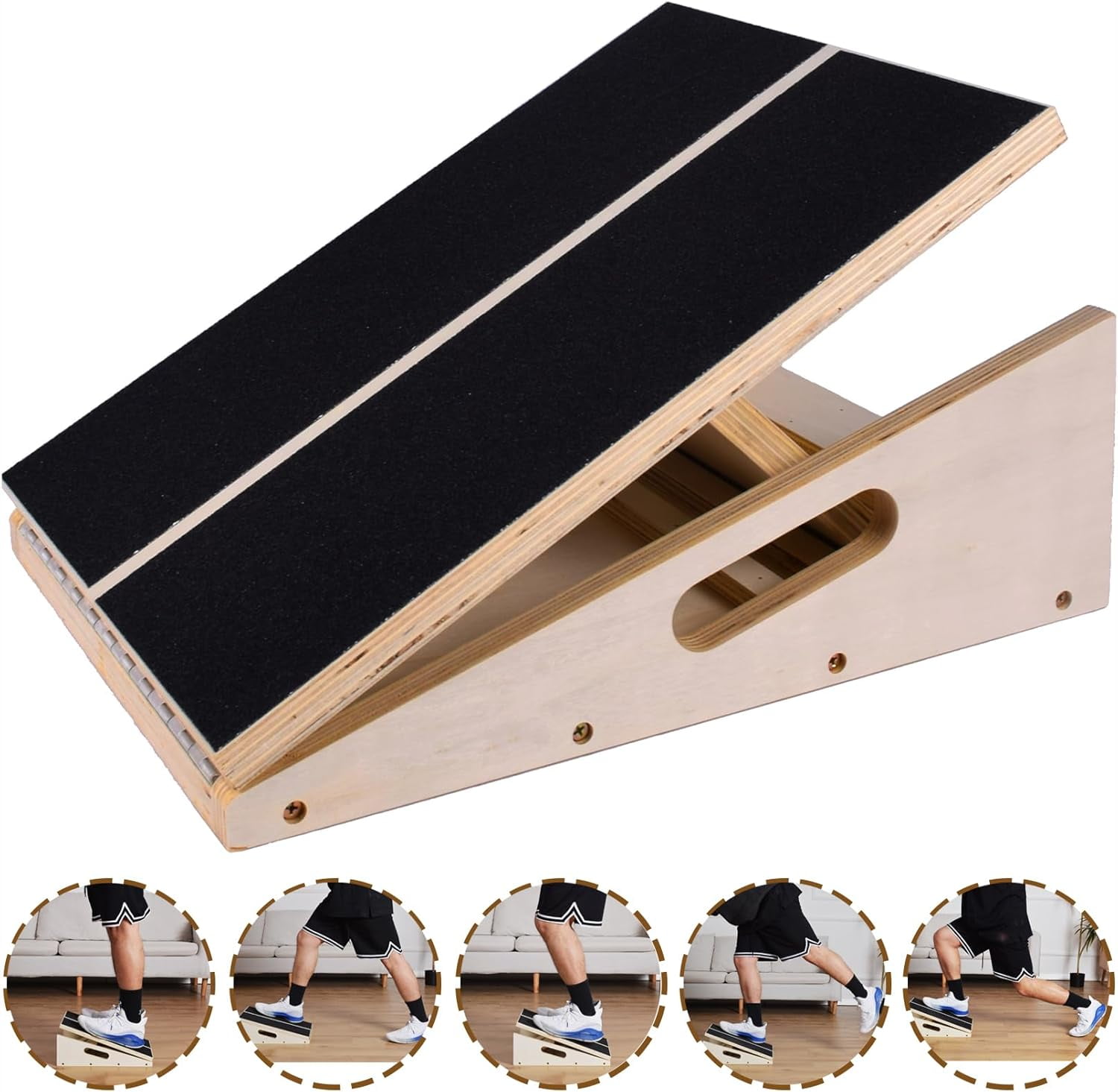 NI-ROU Wooden Slant Board for Calf Stretching Adjustable Incline Board ...