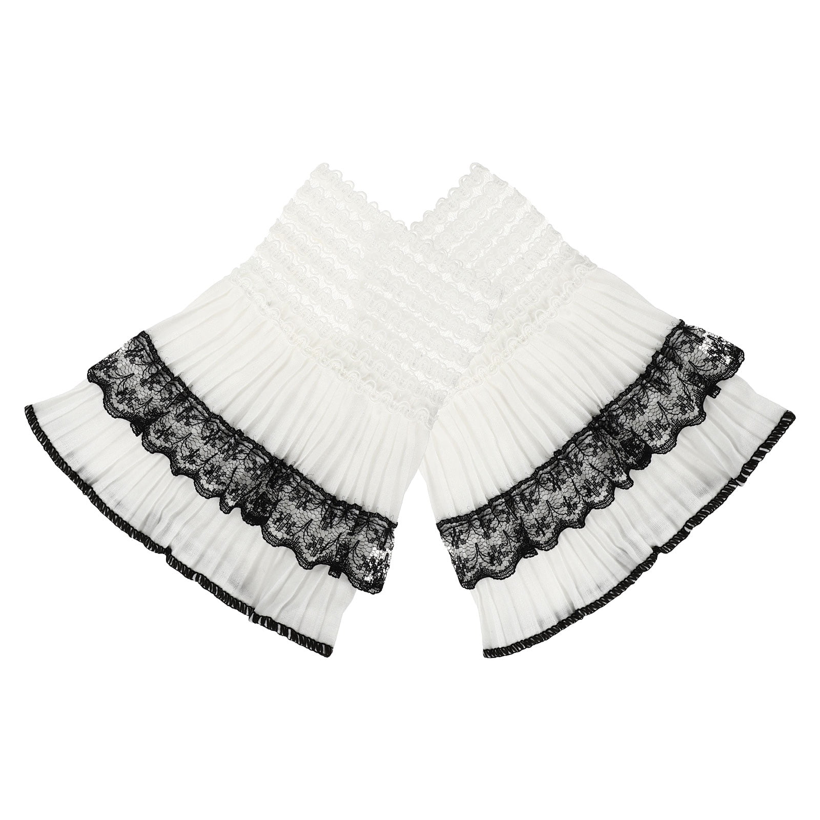NIAIZEK 1 Pair Lace Wrist Sleeves White Chiffon Elegant for Women ...