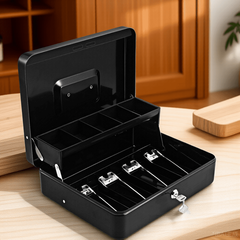 NIAIZEK Cash Register Lock Box with Key, Black Security Locking Cash ...