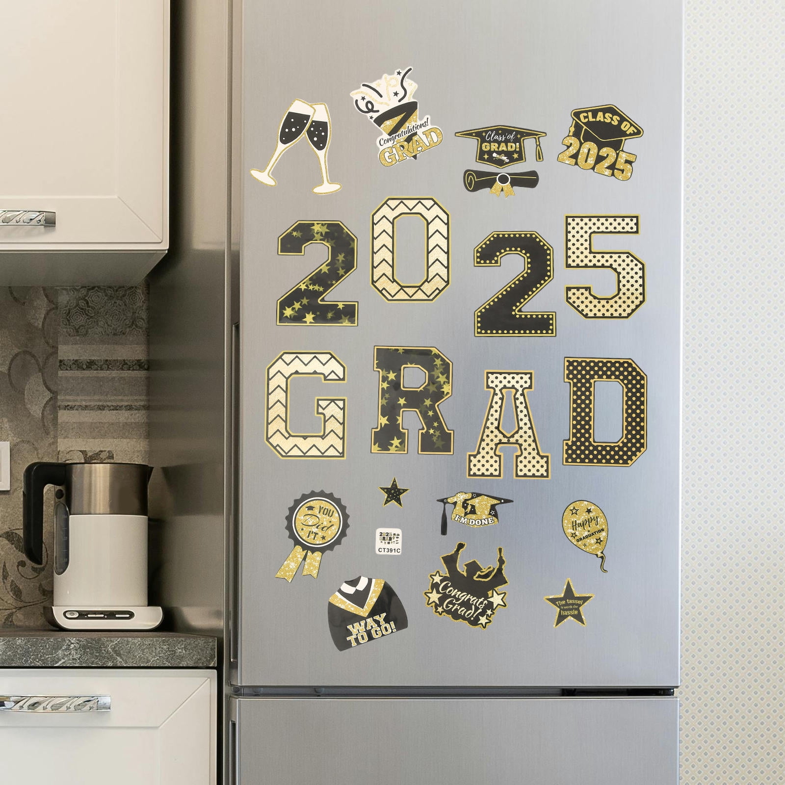 NIAIZEK 1 Set Graduation Car Decals in Golden PVC for Graduation Decor ...