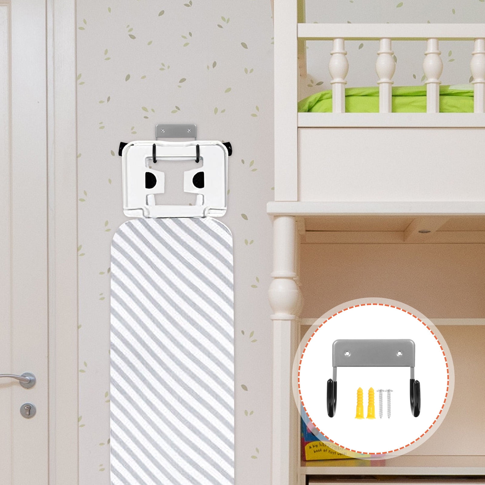 NIAIZEK Grey Metal Wall Mount Ironing Board Hook Holder Strong Storage ...