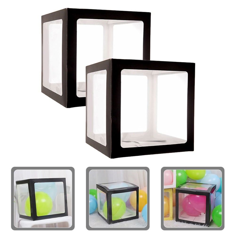NIAIZEK 2Pcs Transparent Balloon Boxes with Black Frame for Party ...