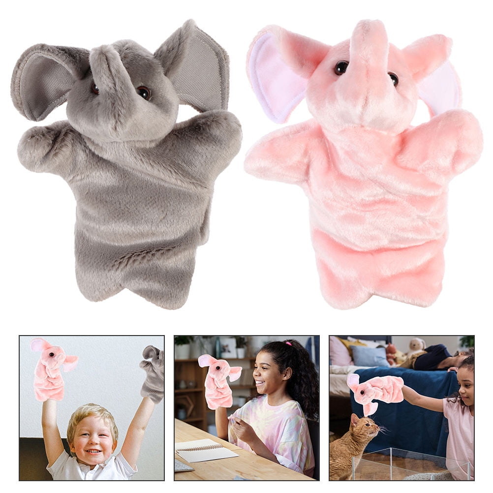 NIAIZEK Confidence Building Cartoon Elephants Hand Puppet Grey 2pcs ...