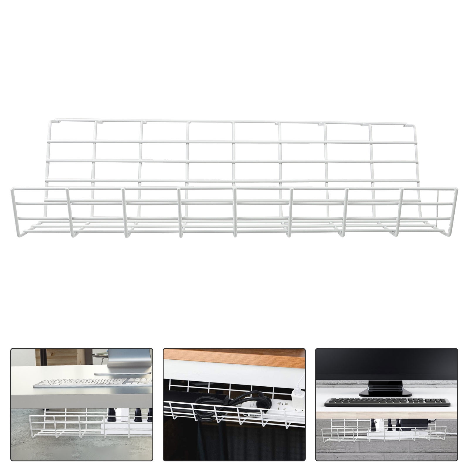 NIAIZEK Desk Accessories Iron Cable Management Rack White 1Pack ...