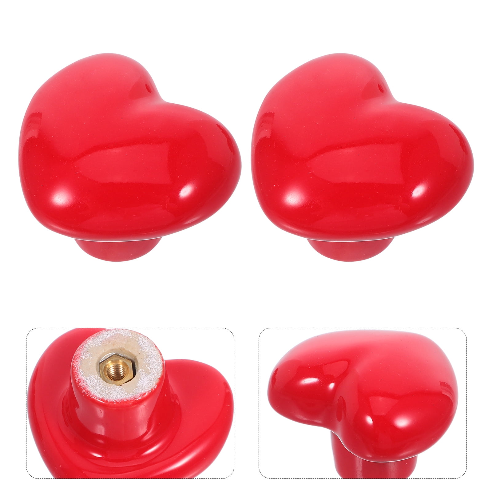 NIAIZEK Red Ceramic Heart Drawer Pulls Cute Decorative Knobs for Kids ...