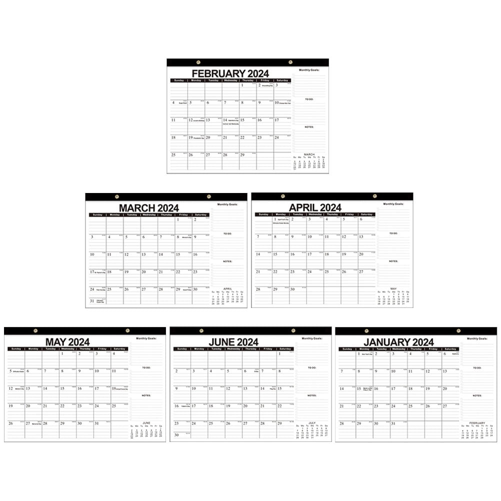 NIAIZEK Home Hanging Calendar Black Clear Printed Monthly Wall Planner ...