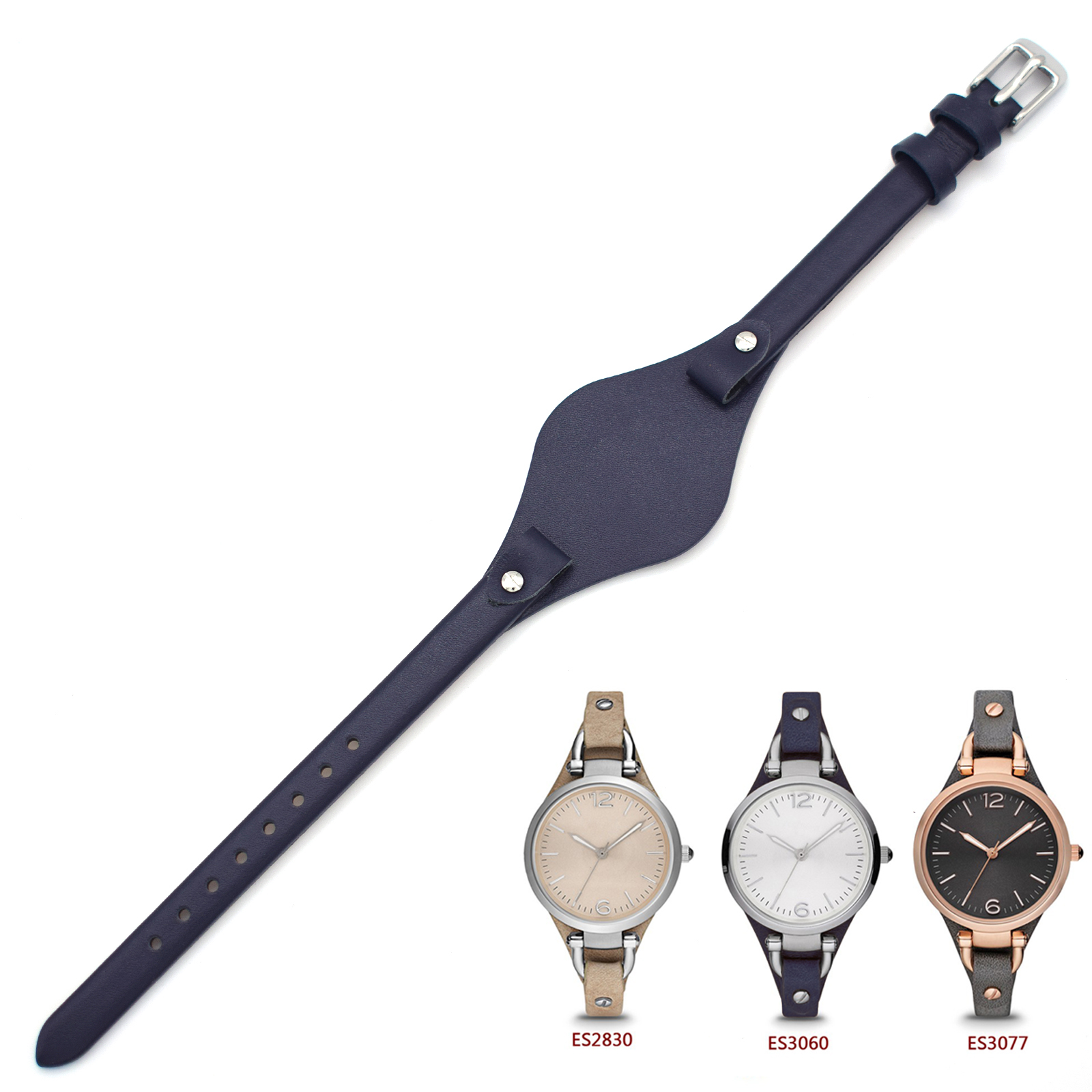 NIAUGE 8mm Spring Bar Genuine Leather Watch Strap Replacement for ...