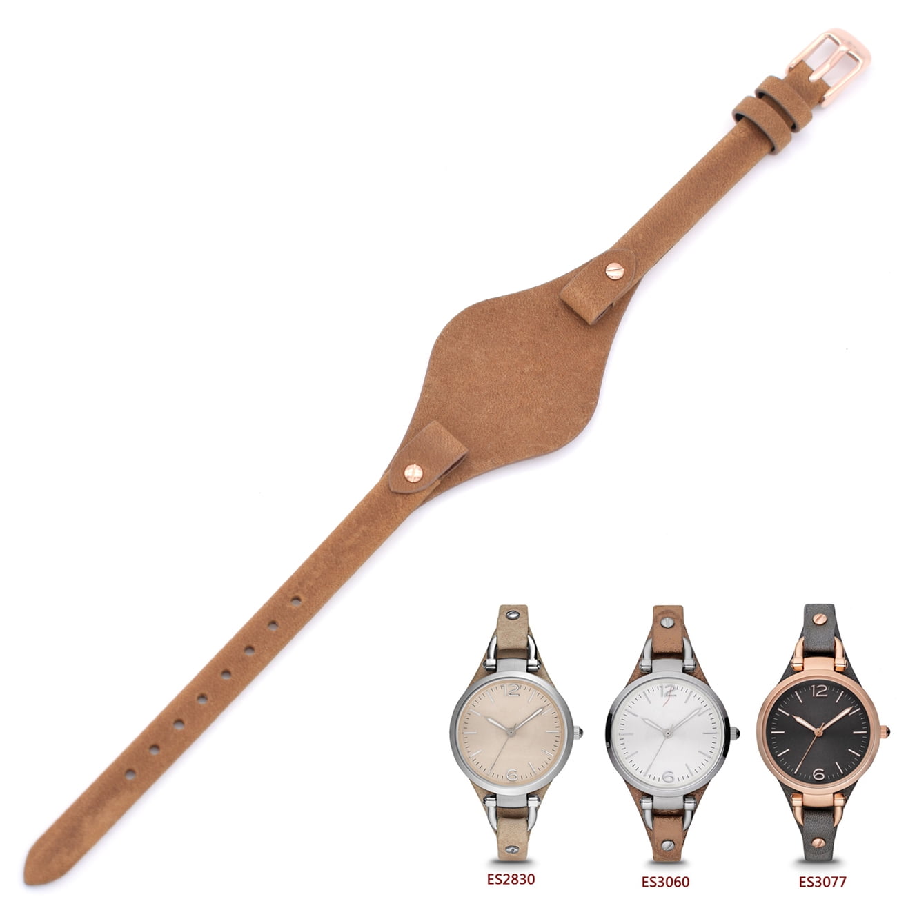 NIAUGE 8mm Spring Bar Genuine Leather Watch Strap Replacement for ...