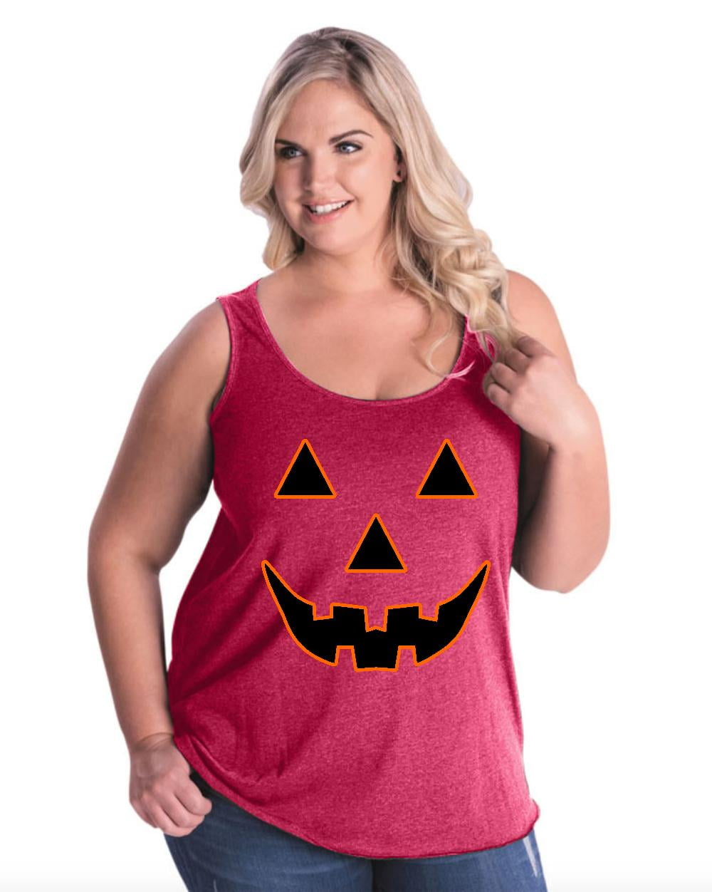 IWPF - Women's Plus Size Tank Top - Halloween Costume Pumpkin Face ...