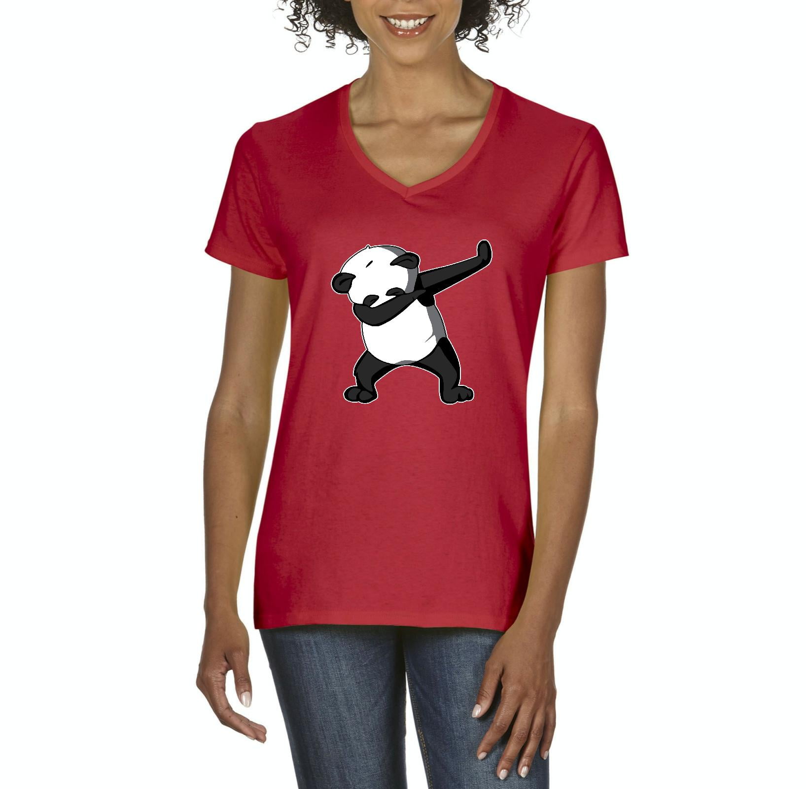 NIB - Women's T-Shirt V-Neck Short Sleeve - Dancing Panda - Walmart.com