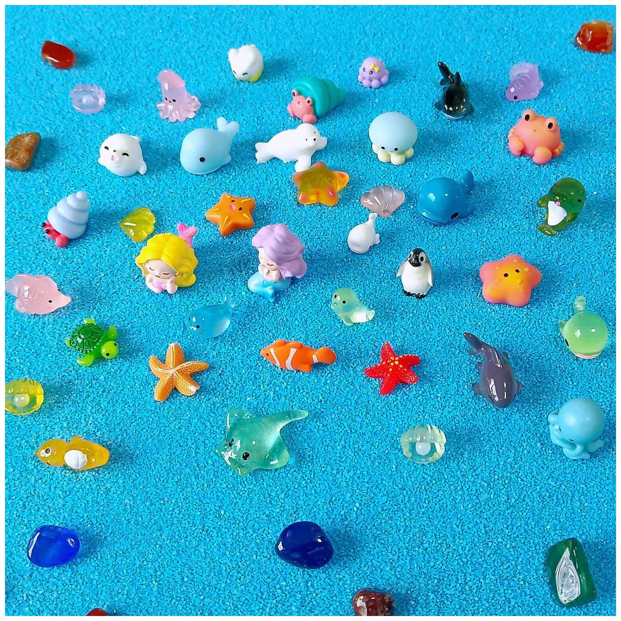 NIBERDA 100 Pcs Ocean Mini Resin Animals Figures, Tiny Plastic Sea ...