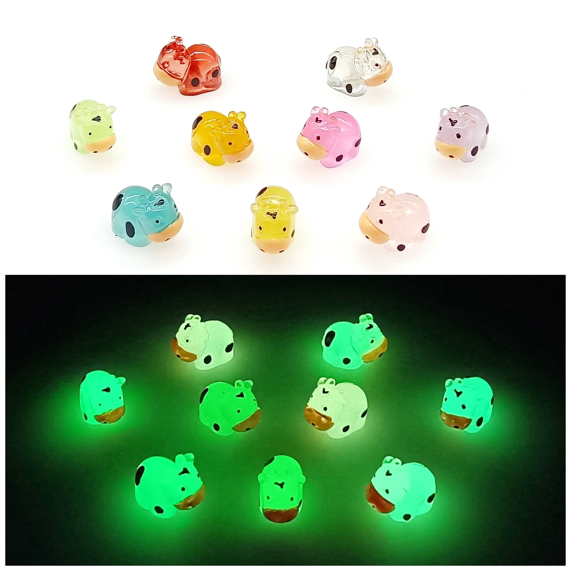 NIBERDA 45 Pcs Luminous Mini Cow Figurines, Glow in The Dark Cow Tiny ...