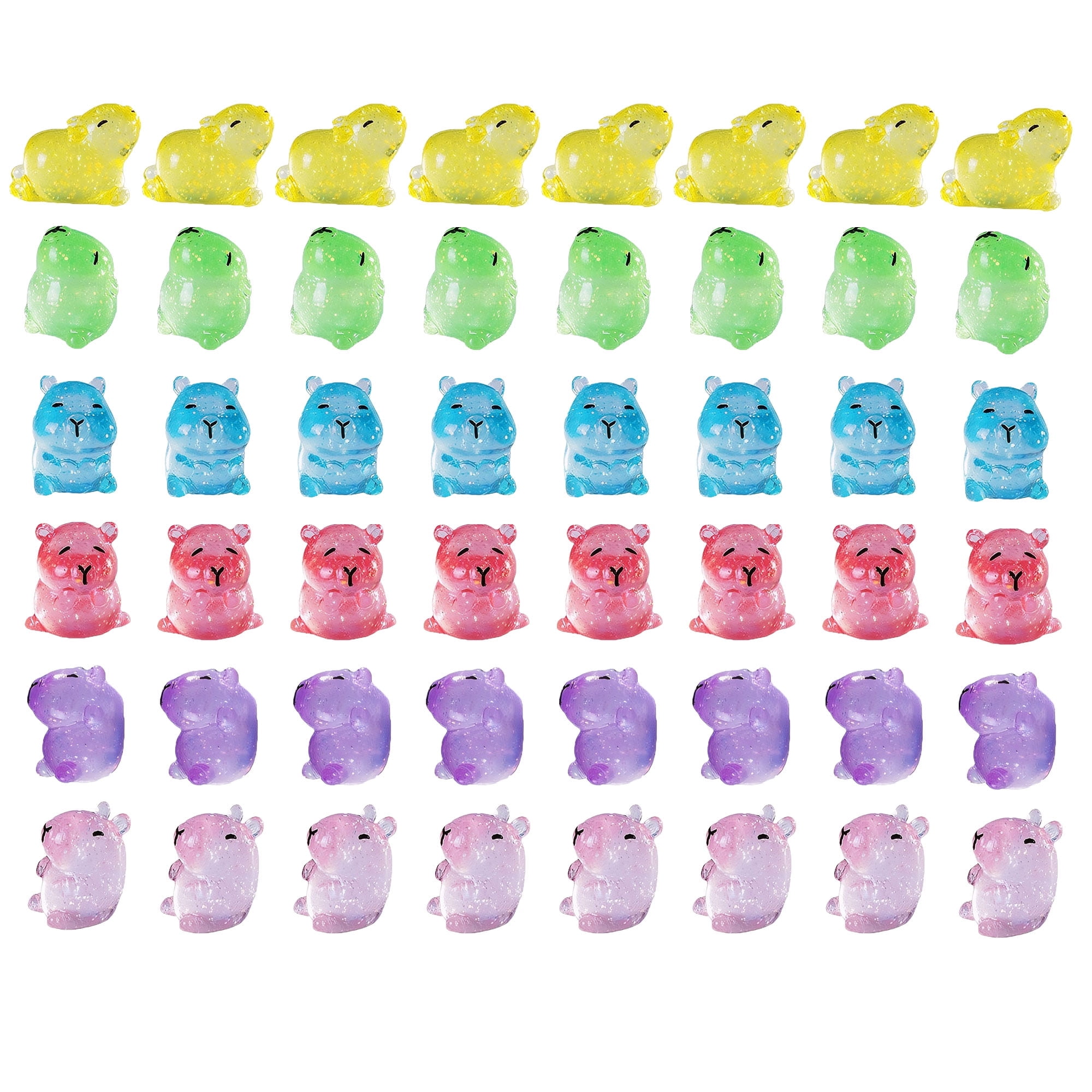 NIBERDA Mini Capybara Animals Glitter Resin Plastic Figurines, Set of ...
