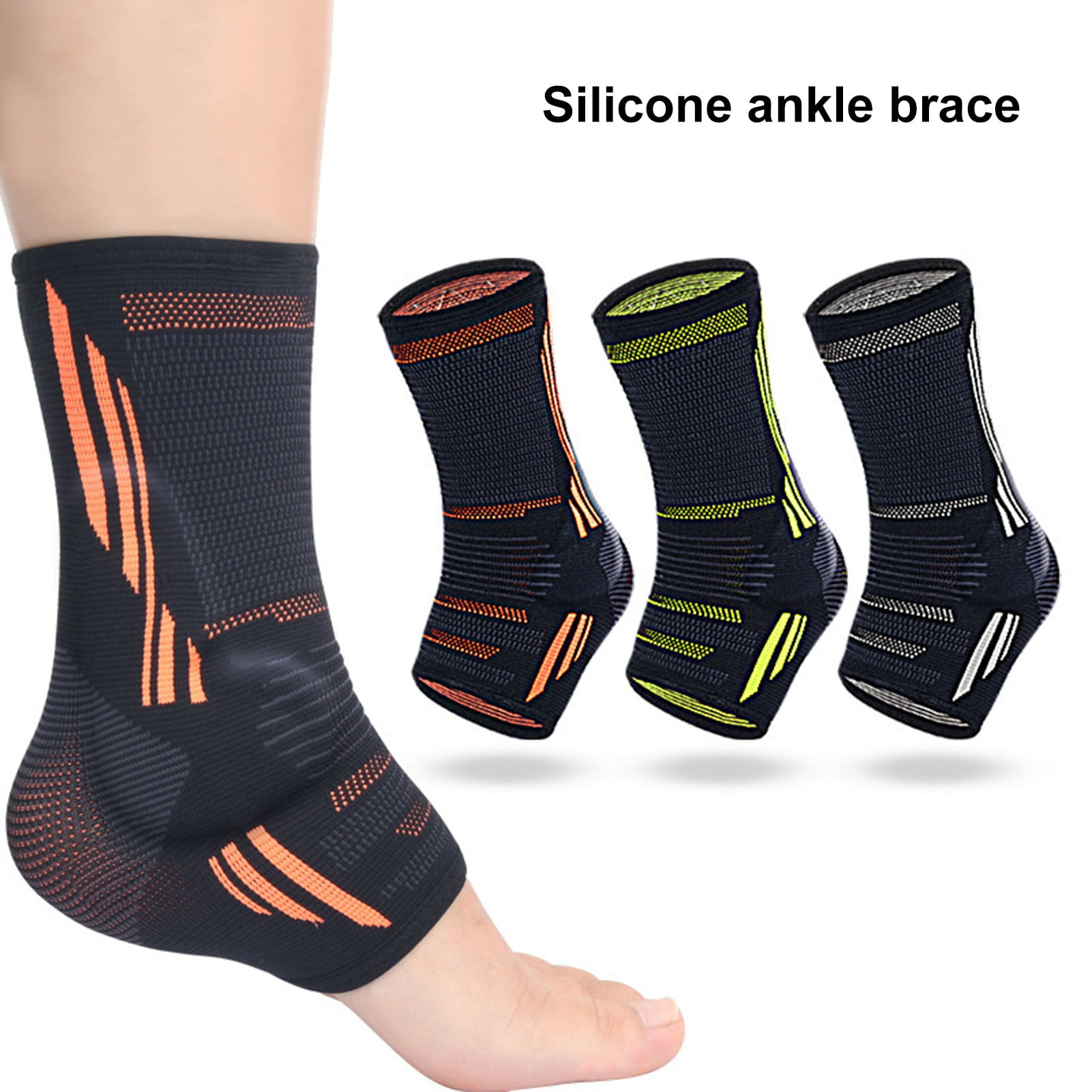 NIBOLOG 1 PC Compression Sports Ankle Brace Silicone Padded Protect ...