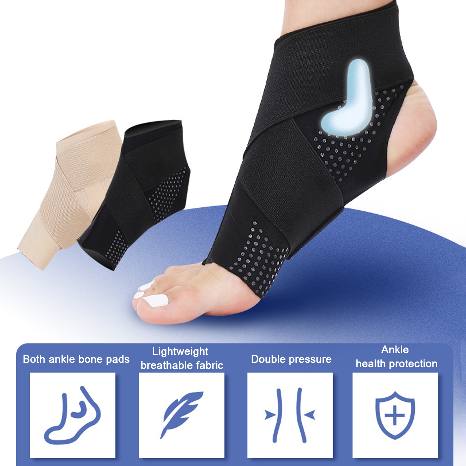 NIBOLOG 1 Pair Adults Ankle Brace Adjustable Men Women Sprained Ankle ...