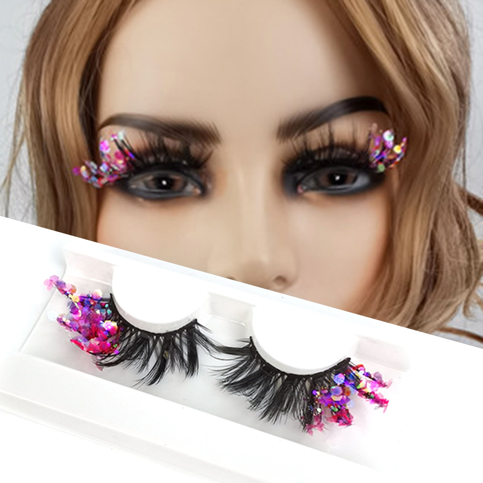 NIBOLOG 1 Pair False Eyelashes 3D Effect Extending Hairs Thick ...