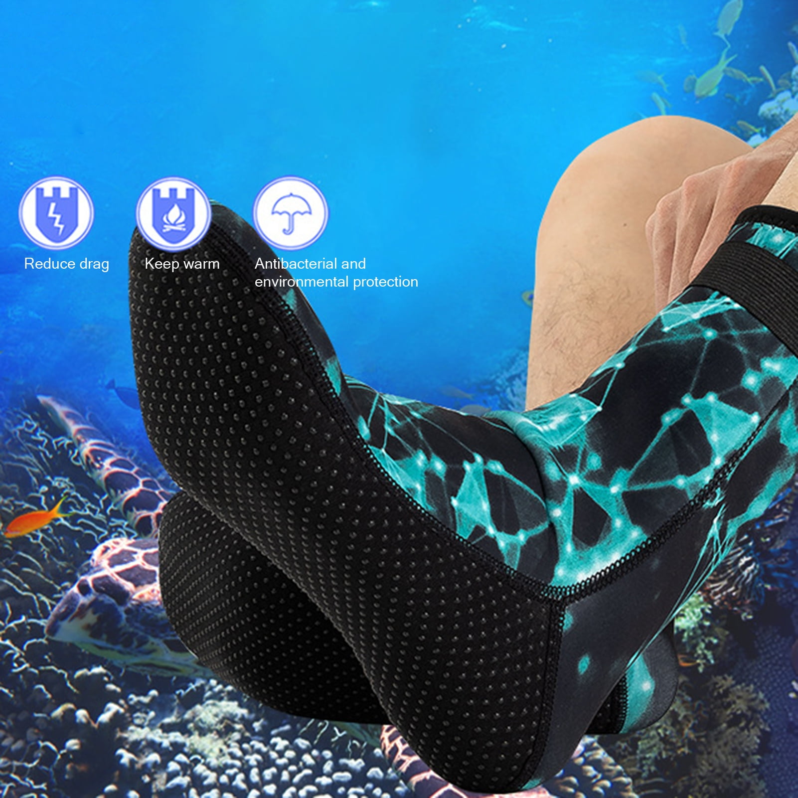 NIBOLOG 1 Pair Swimming Diving Socks 3mm Neoprene Waterproof Socks Mid ...